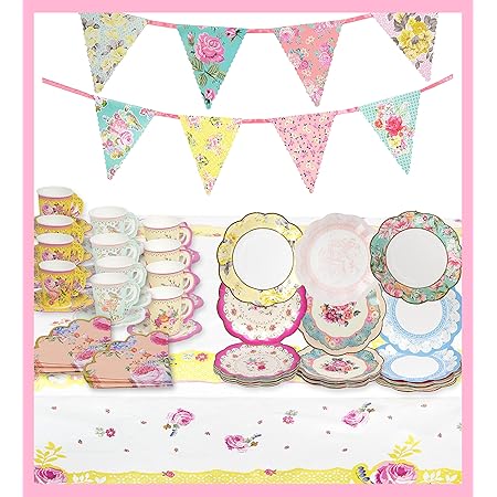 Talking Tables Pack of 12 - Size 17cm, 6.7" Tea Party Vintage Floral ...
