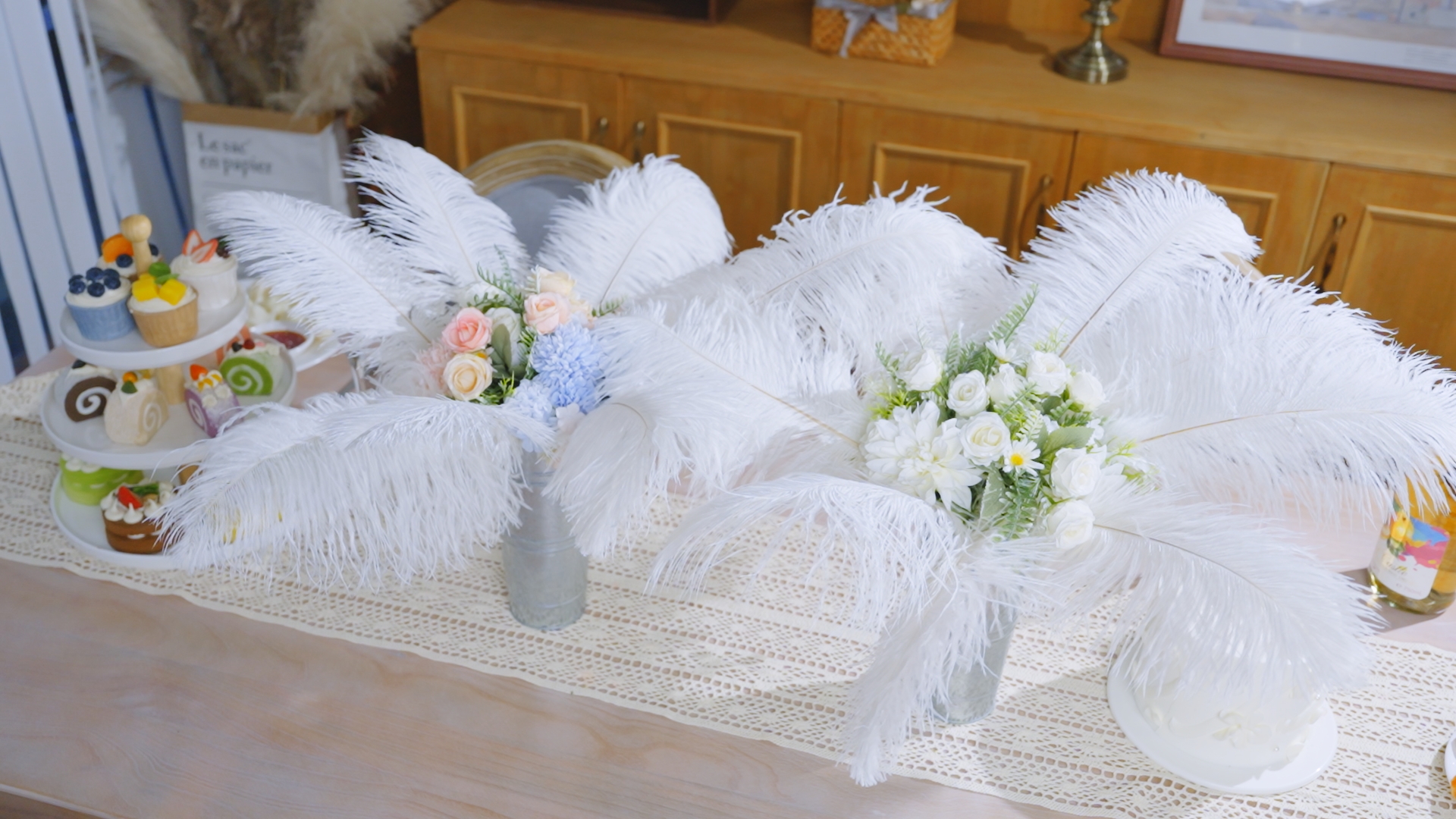 Ostrich Feather Original Design At Wedding Feather Embellished Laces