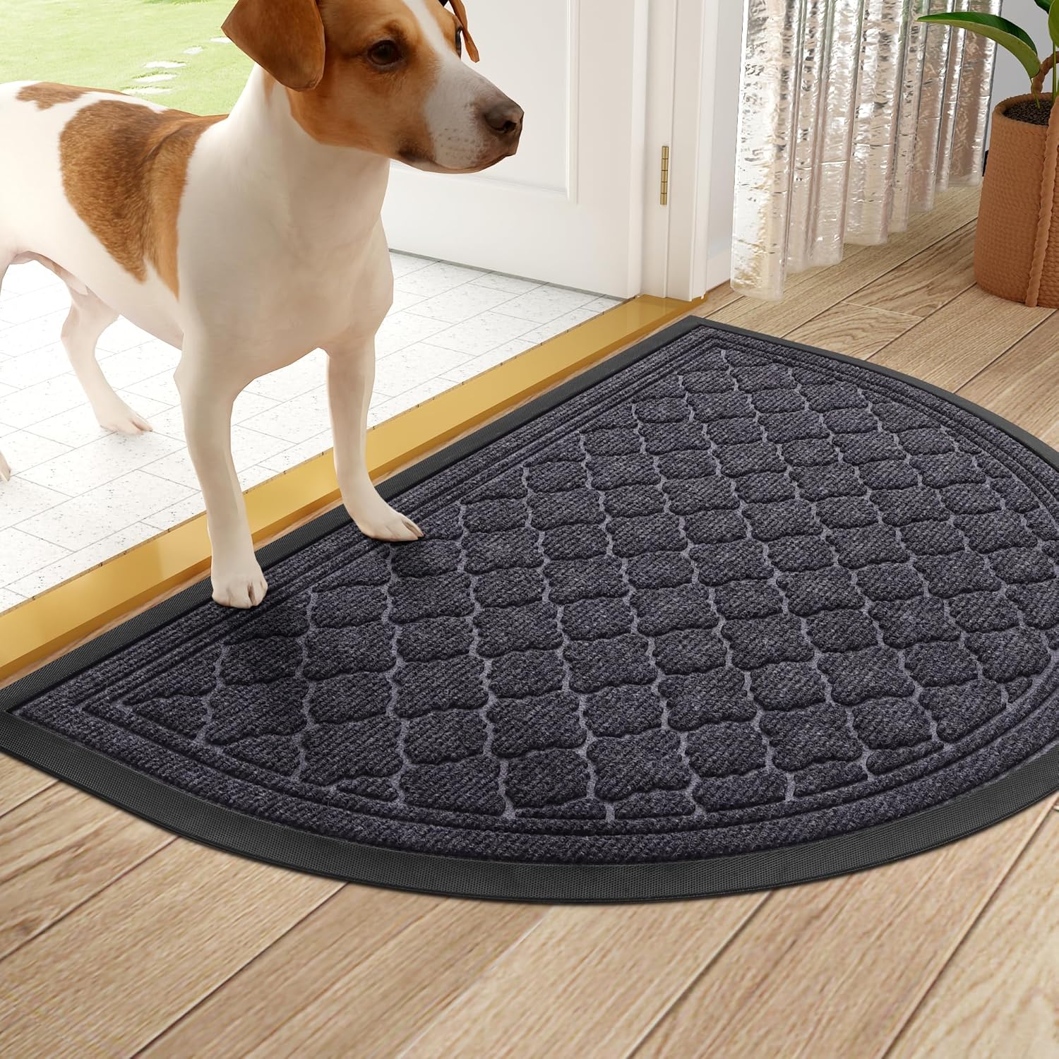 Homaxy Half Moon Door Mats Indoor, Non Slip Rubber Door Matts, Dirt ...