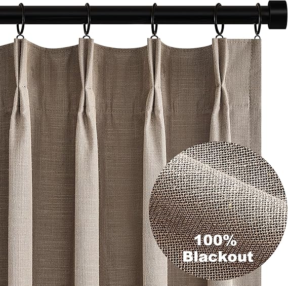 Amazon.com: Topfinel 92 Inches Long Tweed Custom Black Out Drapery ...