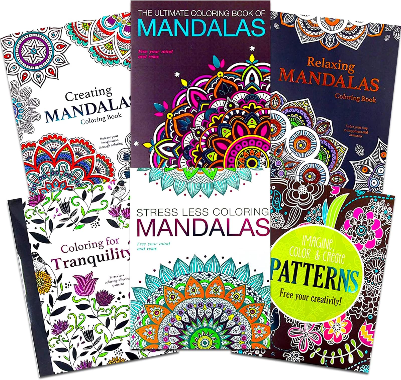 Adult Colouring Book Set: 6 Book Set - 4 Mandalas Books Plus Pattens ...