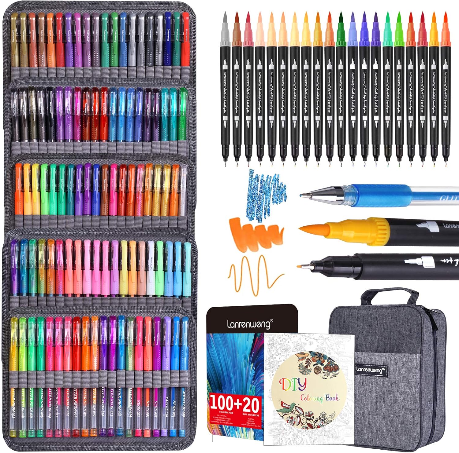 Amazon.com: 120 Pack Painting Pen Set 100 Colored Gel Pens and 20 ...