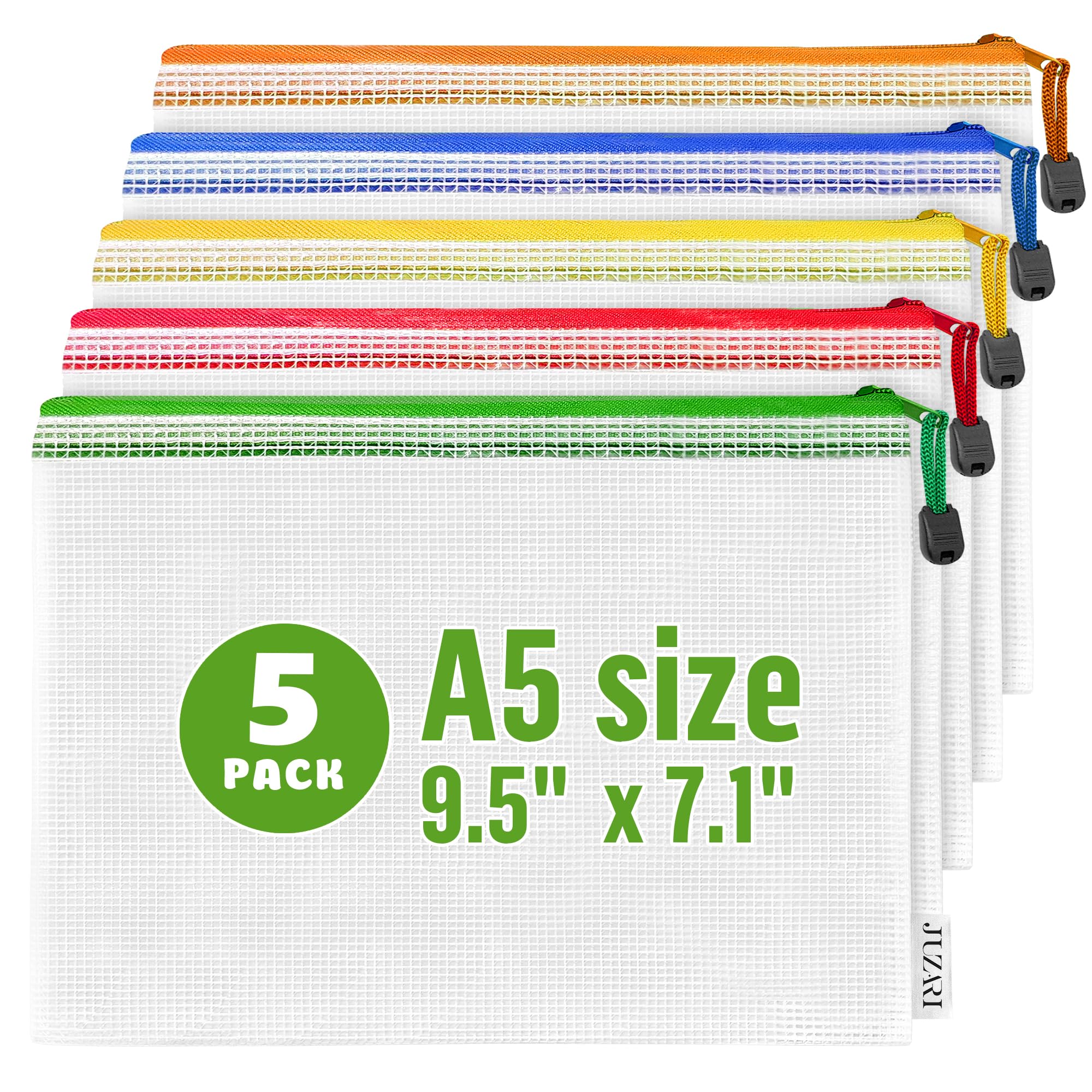 5 Pack Mesh Zipper Pouch Bags A5 - Plastic Zipper Pouches for ...
