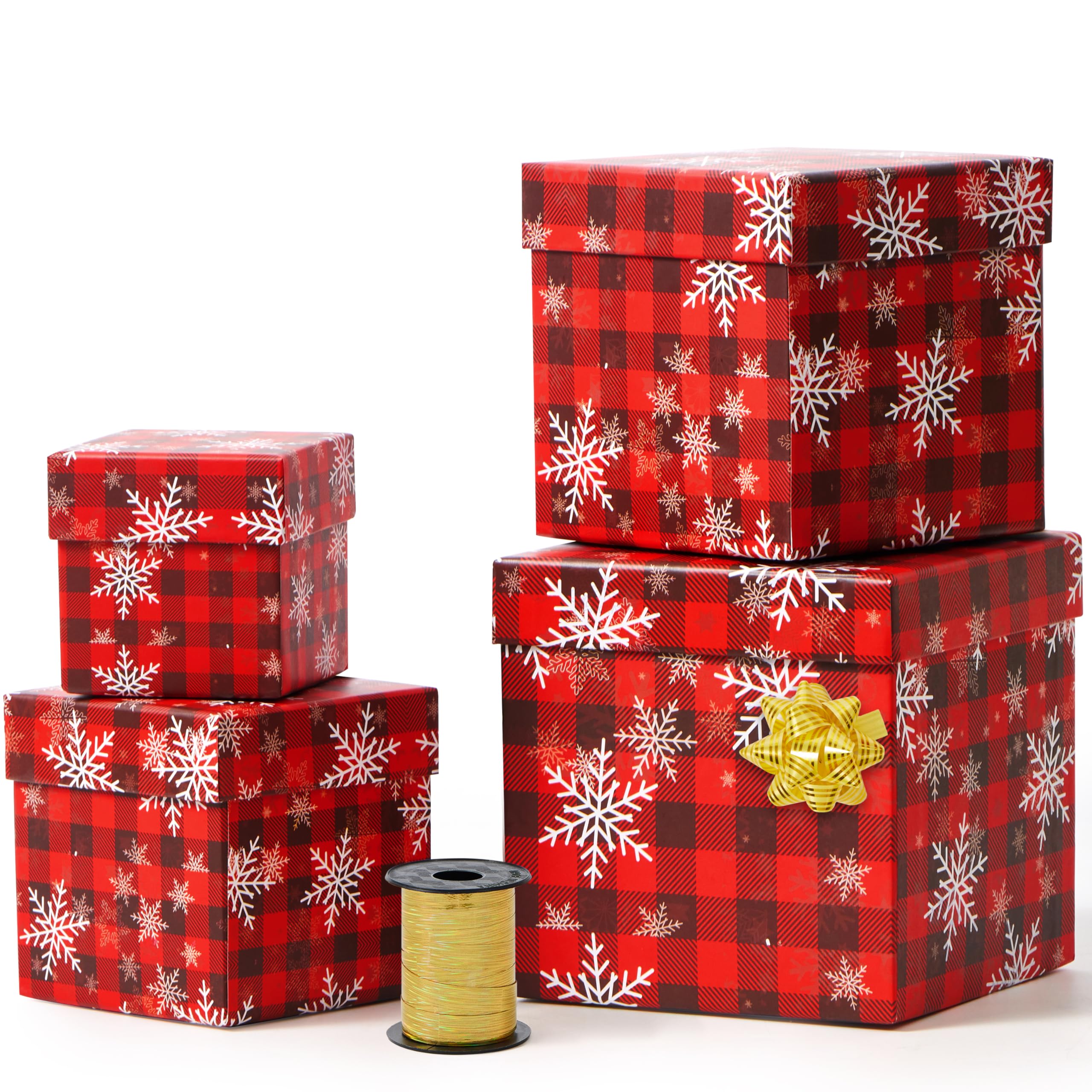 JOYIN 4 Pcs Christmas Nesting Gift Boxes, Xmas Stackable Gift Boxes Set ...