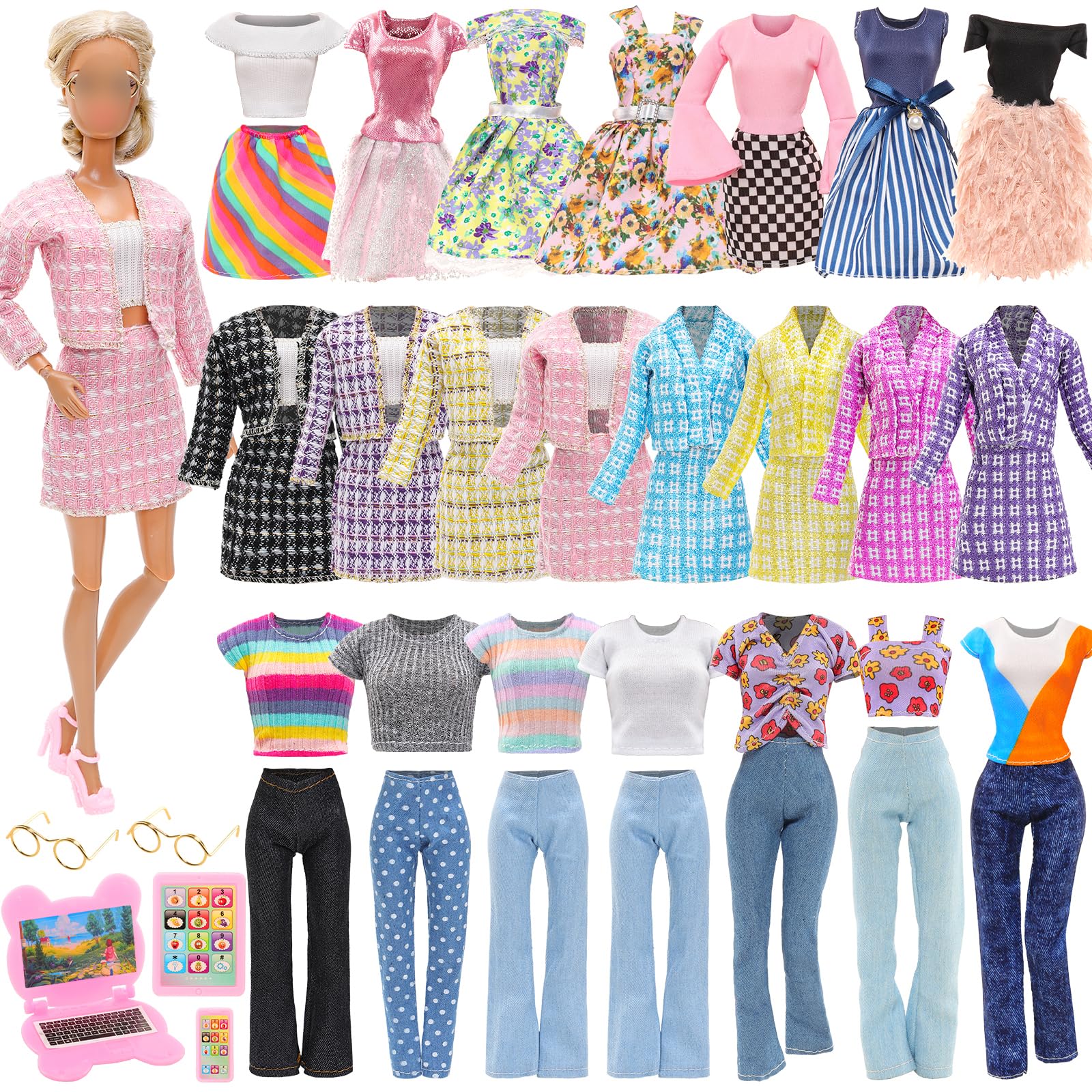 Bartoies Fun Doll Fashion Pack 6 Set Doll Clothing with 5 Accessories ...