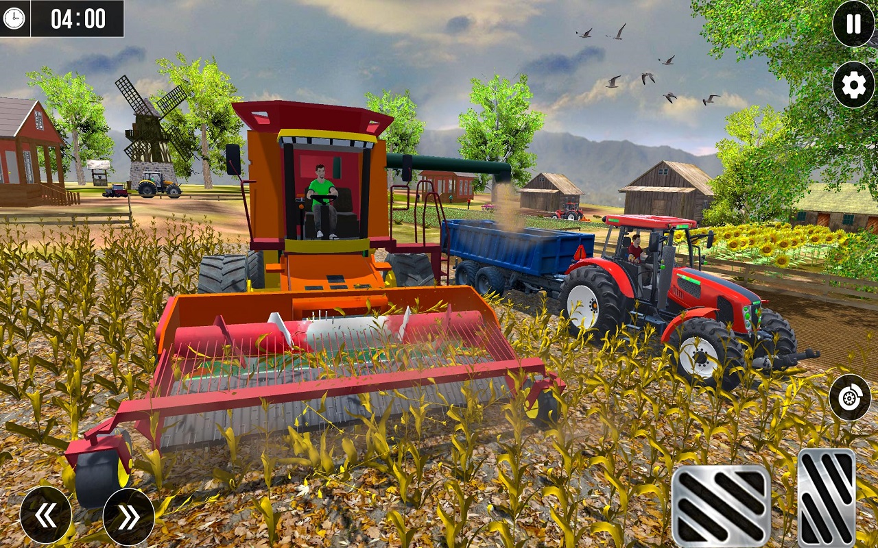 Harvest Crops Farming : Happy Harvester tractor with sharp blades ...
