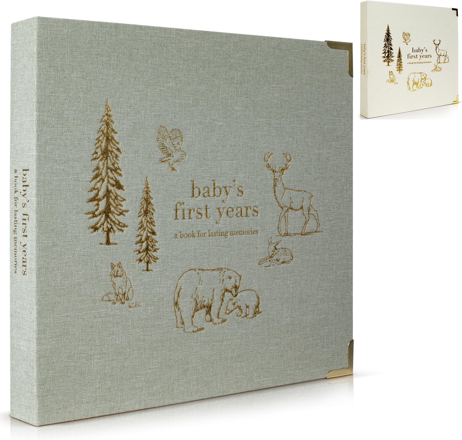 Amazon.com: Lamare Baby Memory Book - Baby’s First Year Book, Linen ...