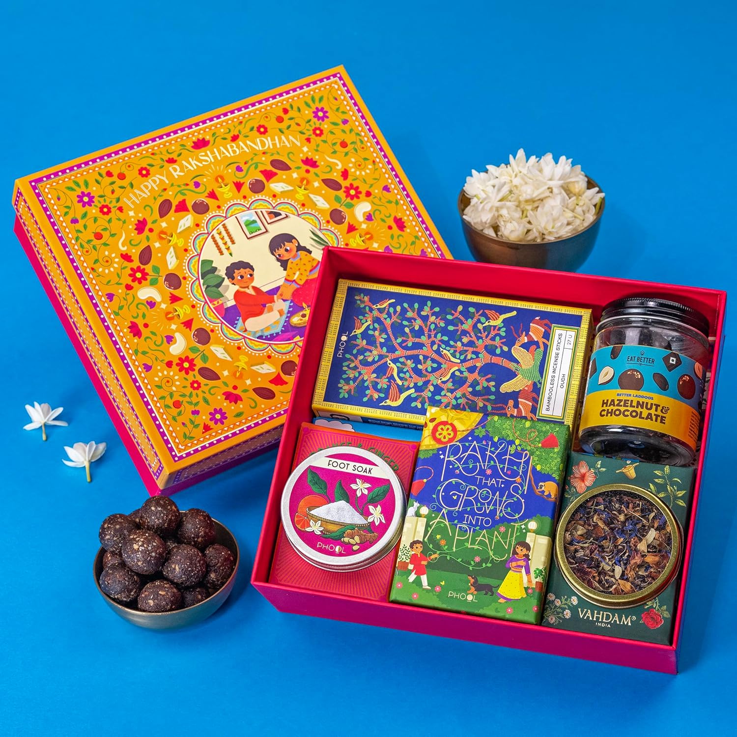 Phool Rakhi Gift Box for Brother I Rakshabandhan Gift - 7 Premium Item ...