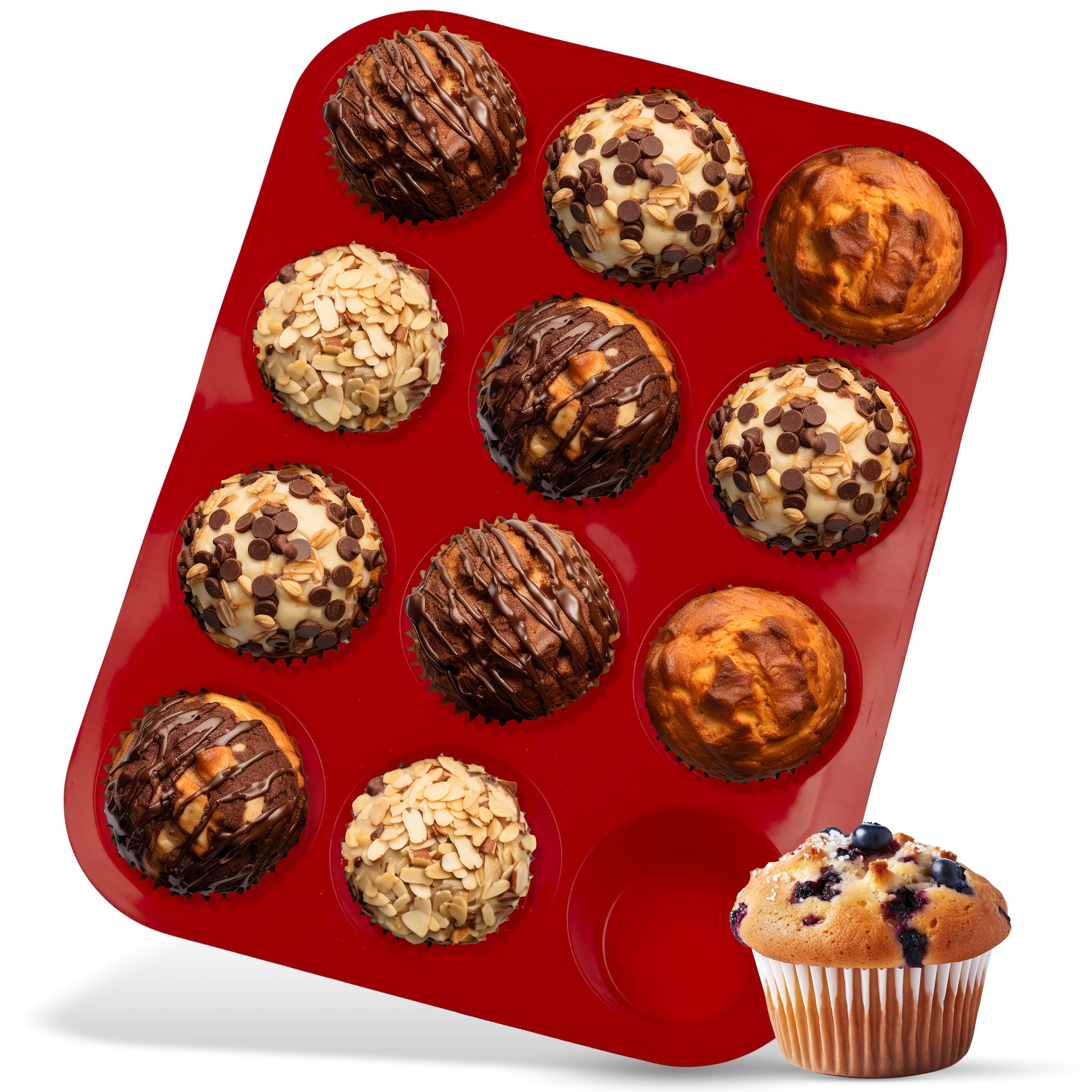 Amazon.com: HOTPOP Silicone Muffin Mold for on Top of Baking Sheet, 12 ...