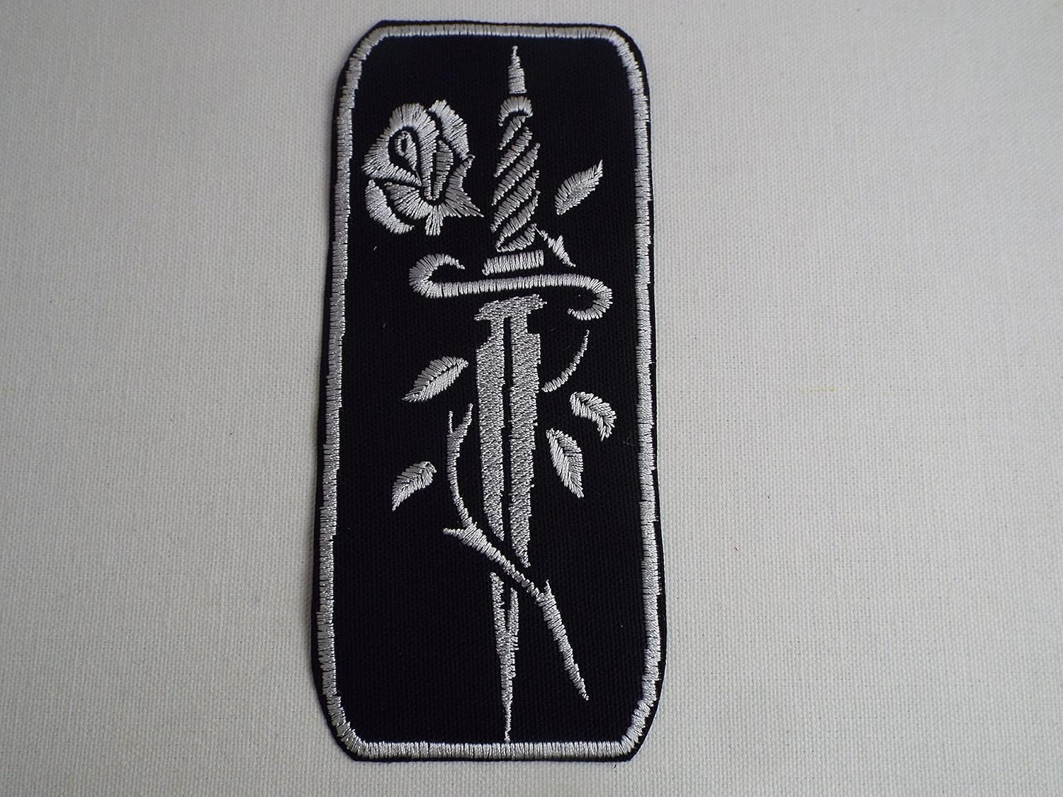 Amazon.com: Black White Dagger Knife Rose Embroidered Iron On Patch