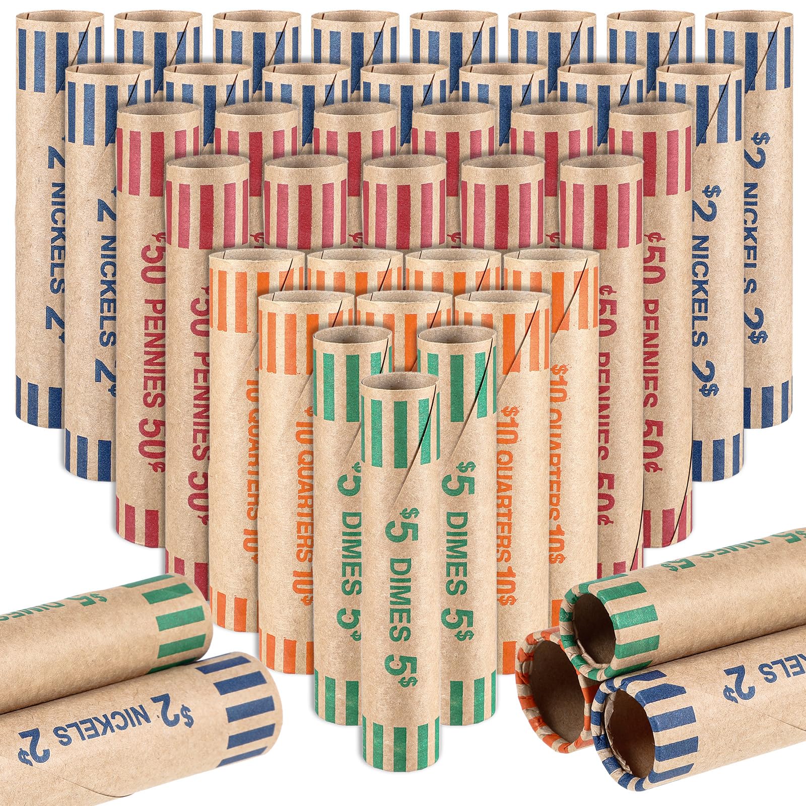 Amazon.com : 512 Pieces Assorted Coin Wrappers Rolls Preformed Coin ...