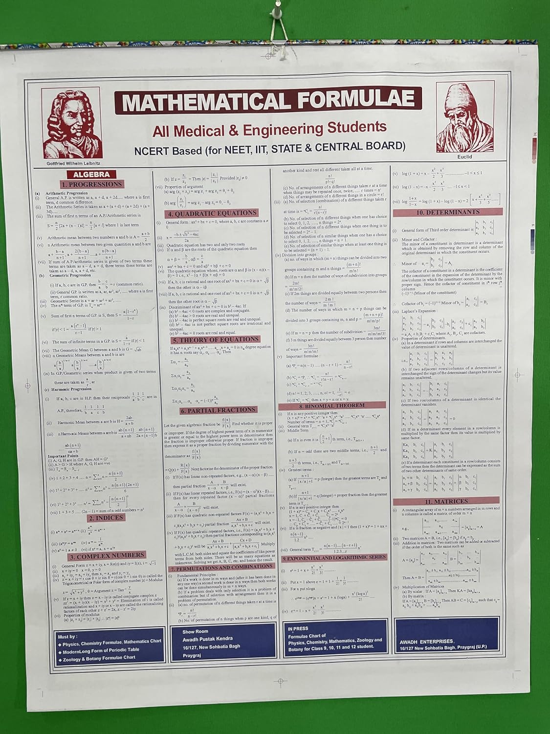 Buy MATH FORMULA CHART FOR INTERMEDIATE STUDENTS IN ENGLISH / 23 X 18 ...