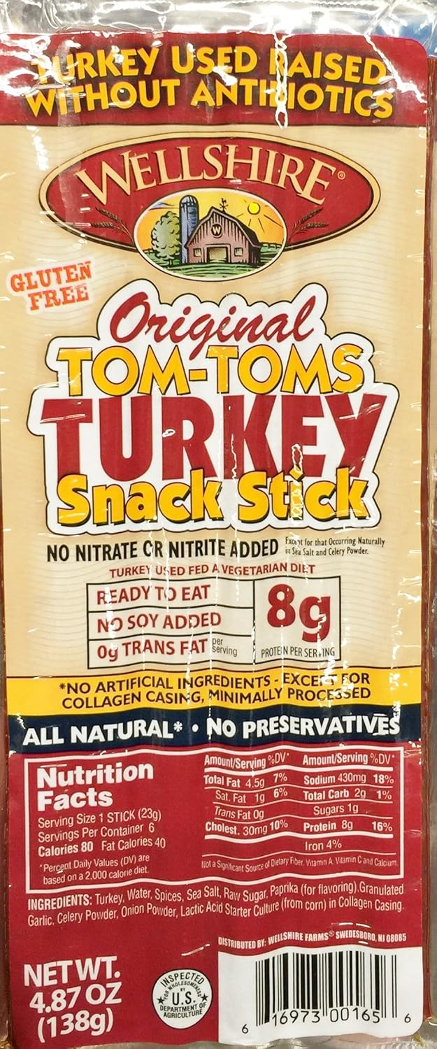 Amazon.com: WELLSHIRE FARMS Tomtom Turkey Snack Stick, 4.87 OZ ...