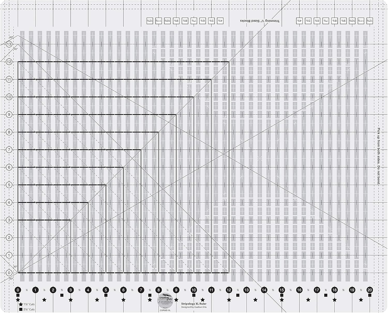 Creative Grids Stripology XL Slotted Quilting Ruler Template CGRGE1XL ...