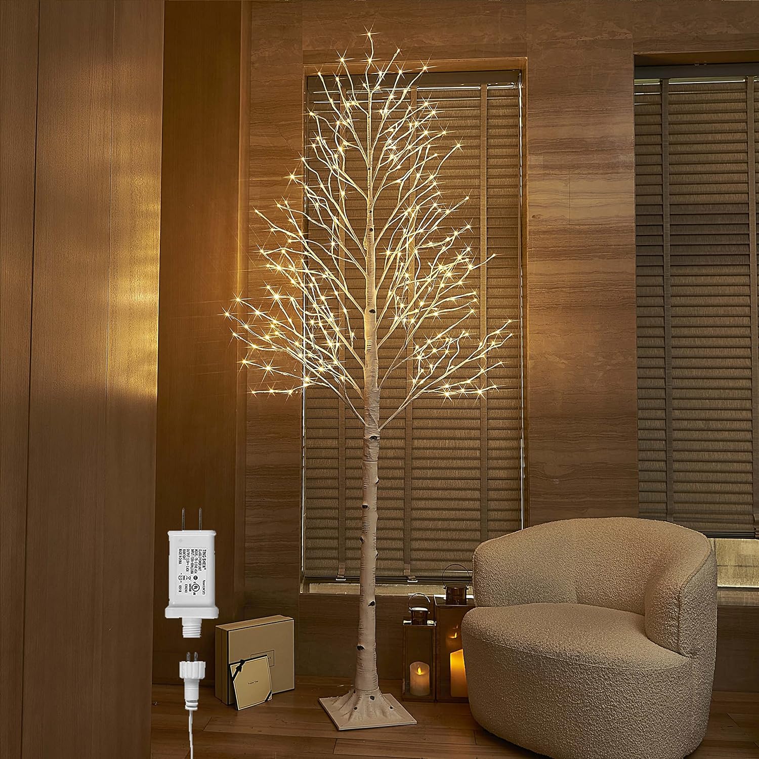 Amazon.com: Hairui Lighted Birch Tree 8FT 240 Warm White Lights, White ...