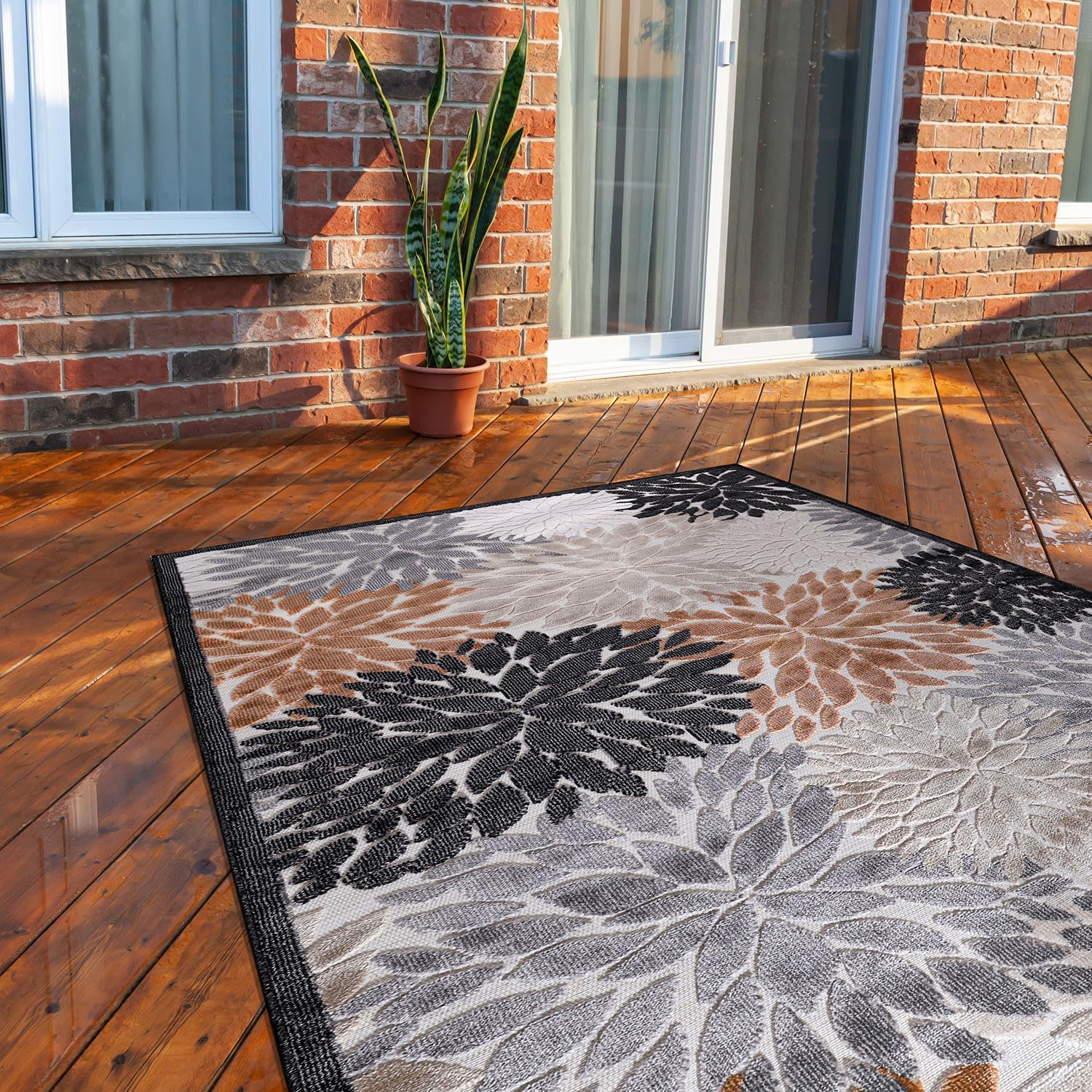 Amazon.com: CAMILSON Indoor/Outdoor Rug, Orange 6’x9’ Floral Exotic ...