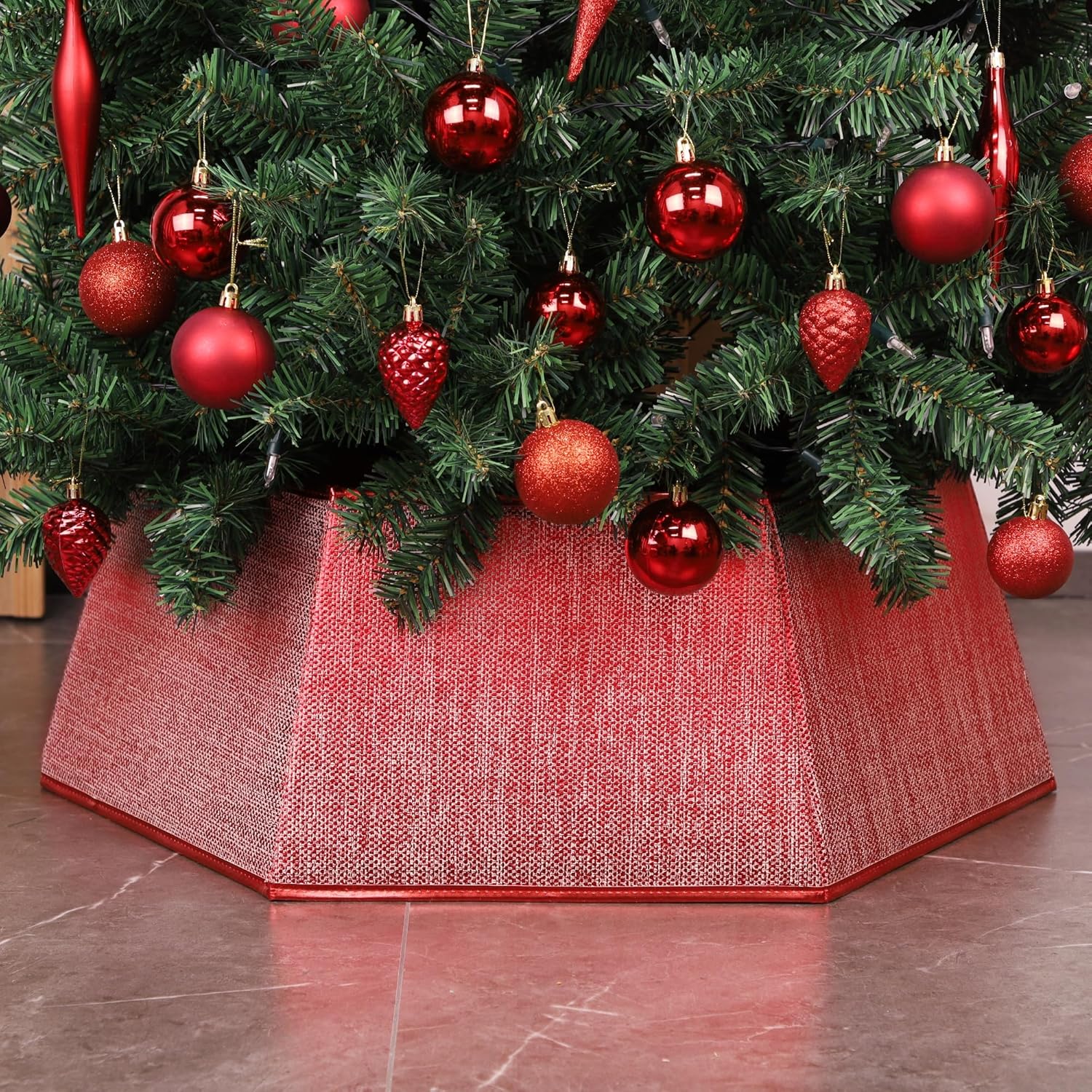 Amazon.com: Blissun Fabric Christmas Tree Collar, Hexagonal Shiny ...