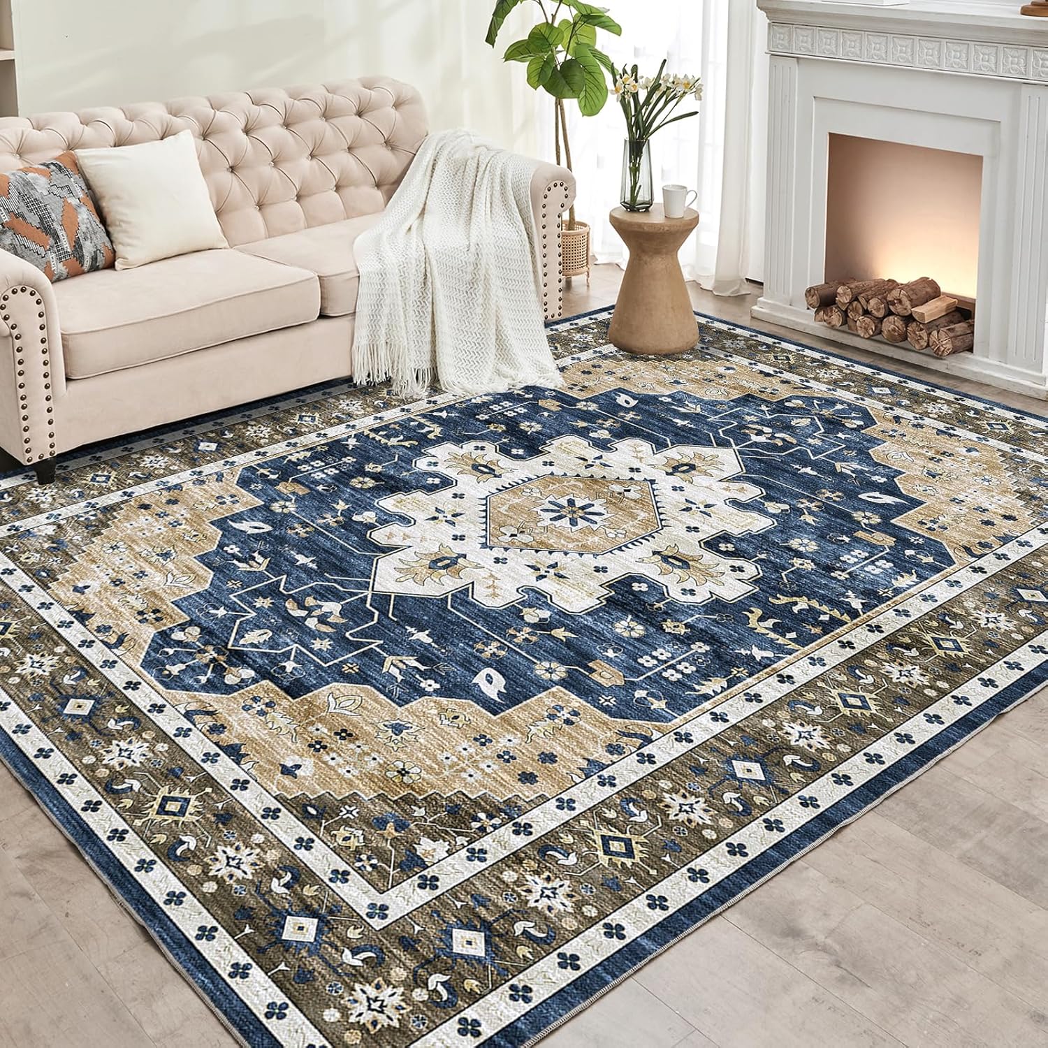 Amazon.com: ROCYJULIN 8x10 Area Rugs for Living Room, Fluffy Faux Wool ...