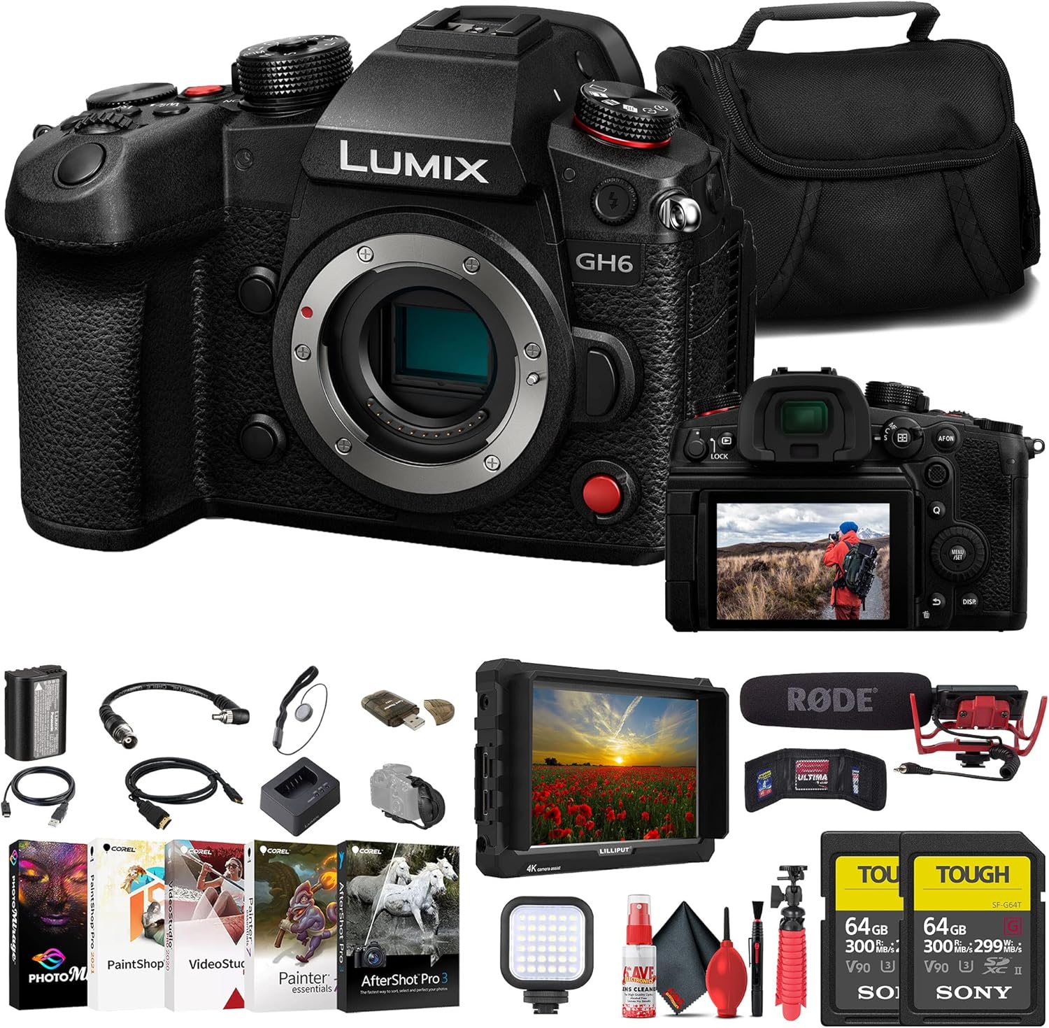 Amazon.com : Panasonic Lumix GH6 Mirrorless Camera (DC-GH6BODY) + 4K ...