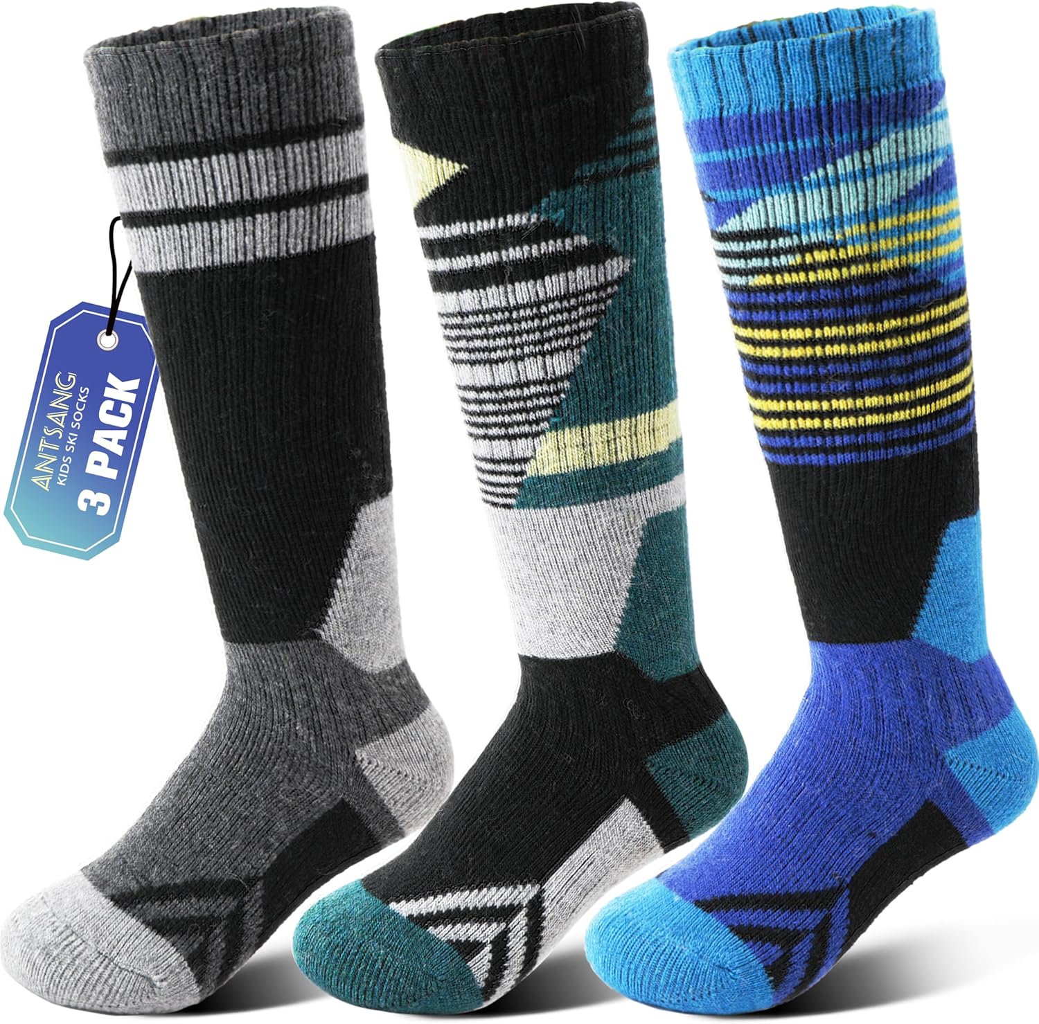 Amazon.com: ANTSANG Kids Merino Wool Ski Socks for Boys Girls Teen ...