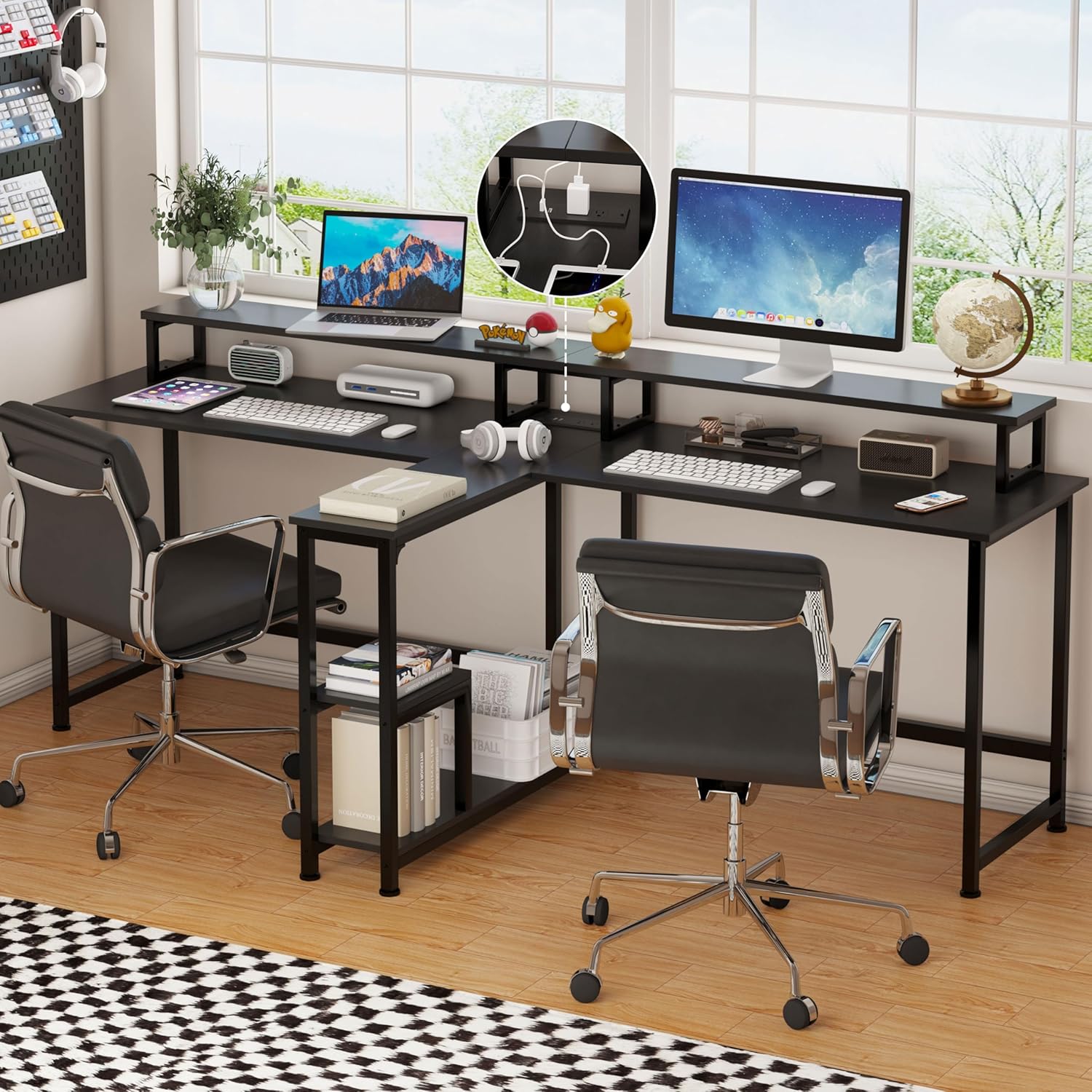 Amazon.com: MUTUN Two Person Desk, 83.7 Inch Computer Office Double ...