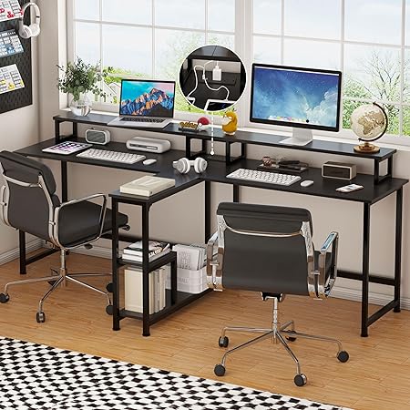 Amazon.com: MUTUN Two Person Desk, 83.7 Inch Computer Office Double ...