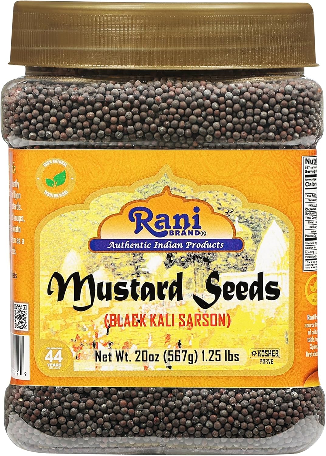 Rani Black Mustard Seeds Whole Spice (Kali Rai) 20oz (1.25lbs) 567g PET Jar ~ All Natural ...