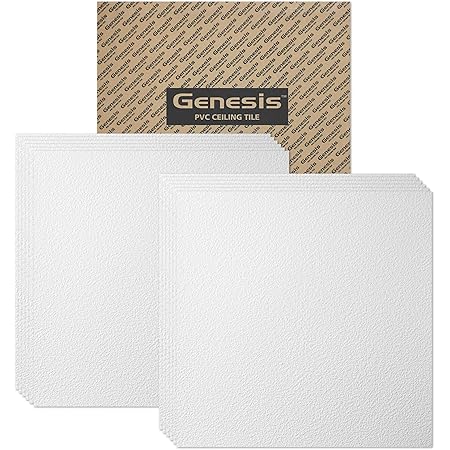 Amazon.com: Genesis 2ft x 2ft Smooth Pro White Ceiling Tiles - Easy ...