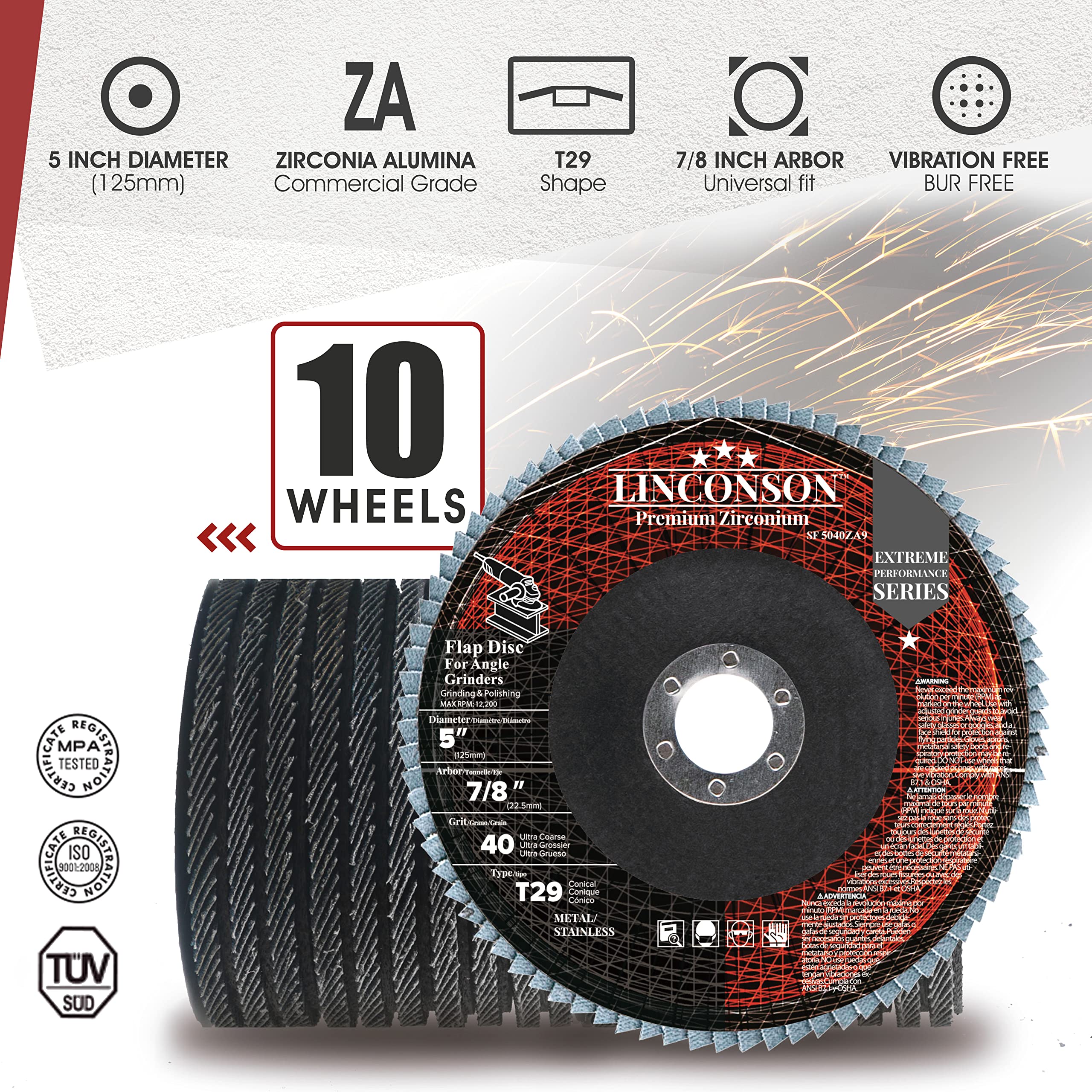 Snapklik.com : LINCONSON 10 Pack 6 Inch 60 Grit Zirconia Abrasive ...