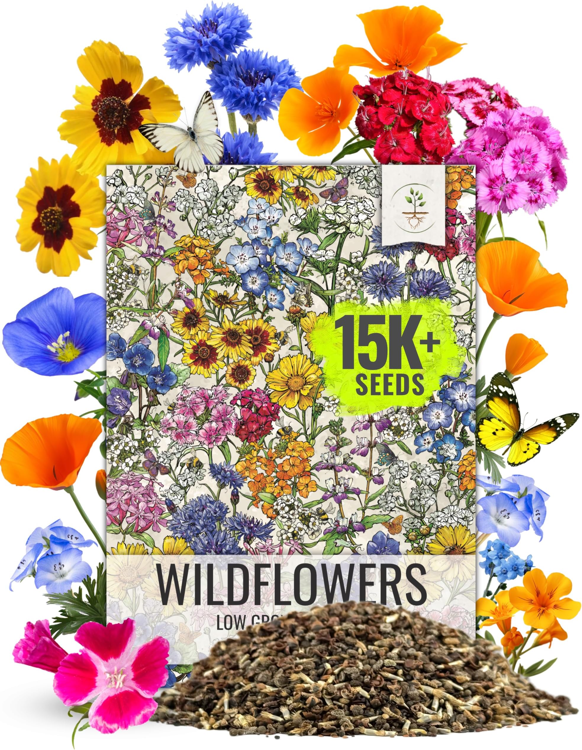 Amazon.com : Low Growing Wildflower Seeds Mix - 1oz, 6-12 Inches Short ...