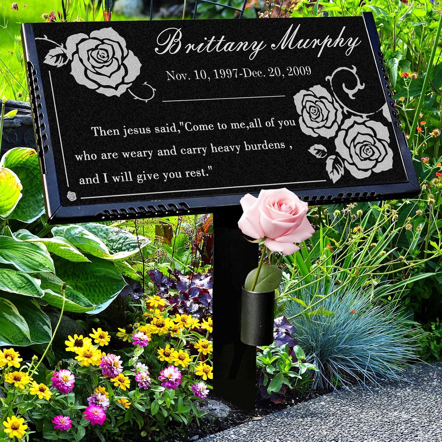 Amazon.com: CUMMOSP Personalized Memorial Granite Stone,Headstones for ...