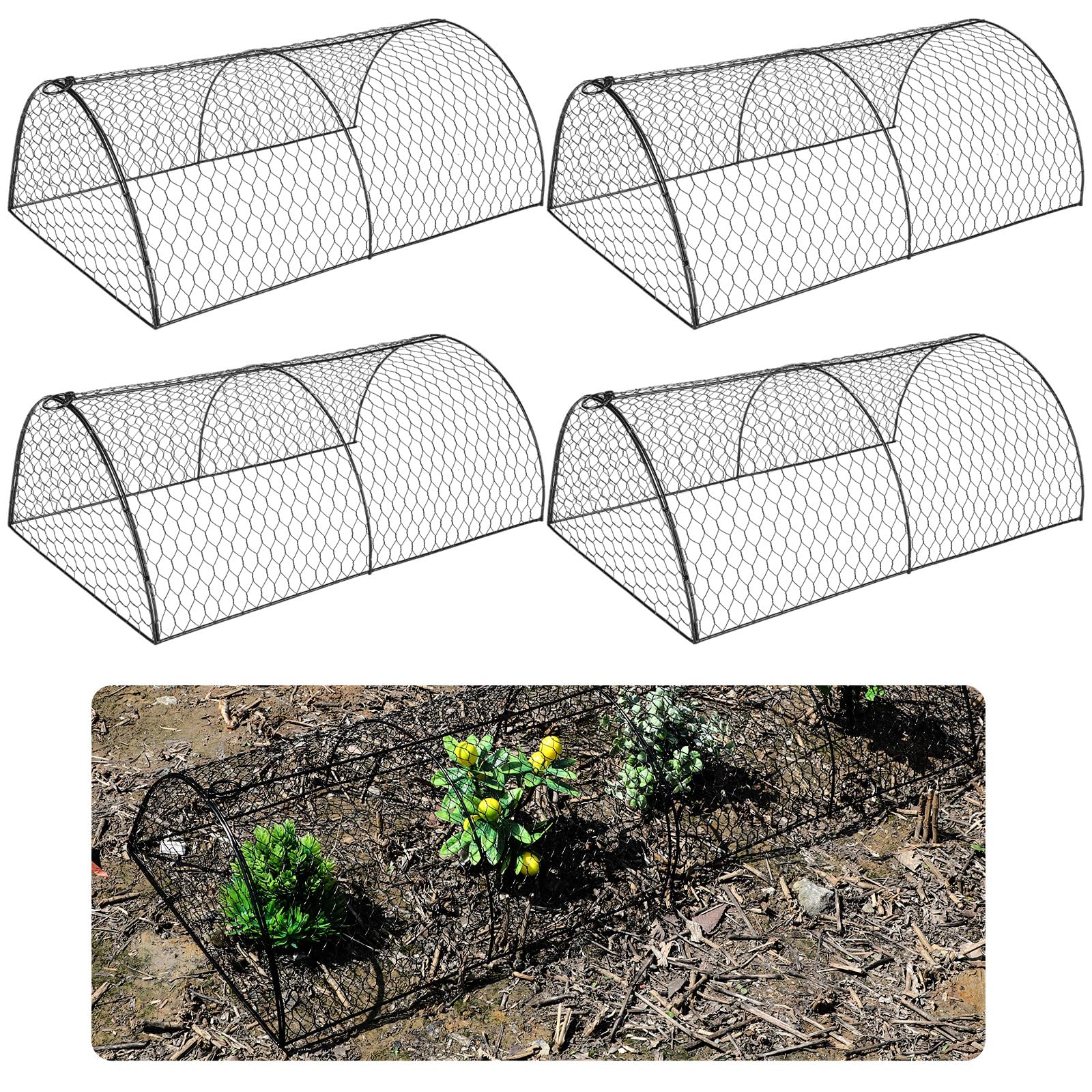 Amazon.com : Tandefio 4 Pack Arch Metal Tunnel Chicken Wire Cloche for ...