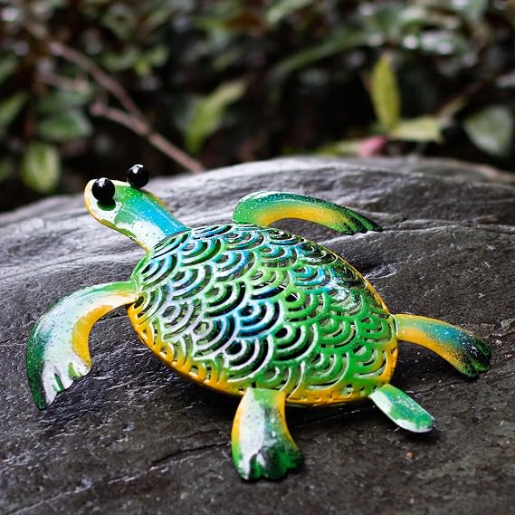 Amazon.com: Natelf Solar Powered Turtle Statue Outdoor Decor Metal ...