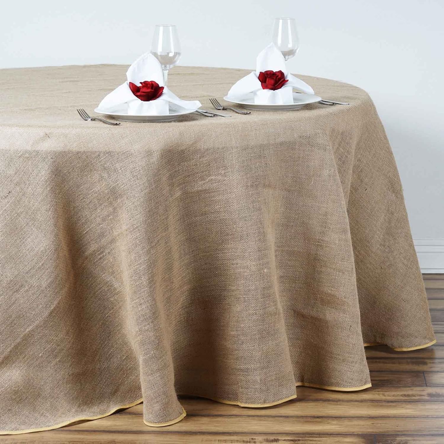 Amazon.com: TABLECLOTHSFACTORY Fine Rustic Burlap Tablecloth Round 90 ...