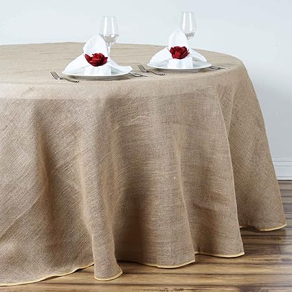 Amazon.com: TABLECLOTHSFACTORY Fine Rustic Burlap Tablecloth Round 90 ...