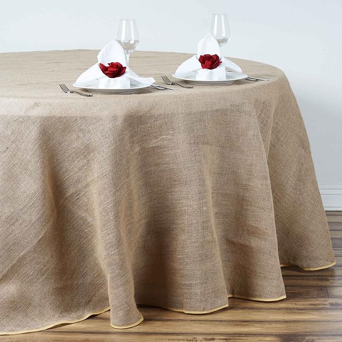 Amazon.com: TABLECLOTHSFACTORY Fine Rustic Burlap Tablecloth Round 90 ...