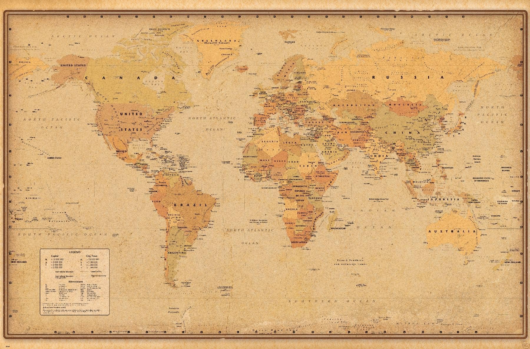 Antique World Map 2023 Wall Poster : Amazon.ca: Office Products