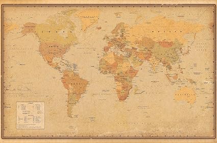 Amazon.com: Trends International Antique World Map 2023 Wall Poster, 22 ...