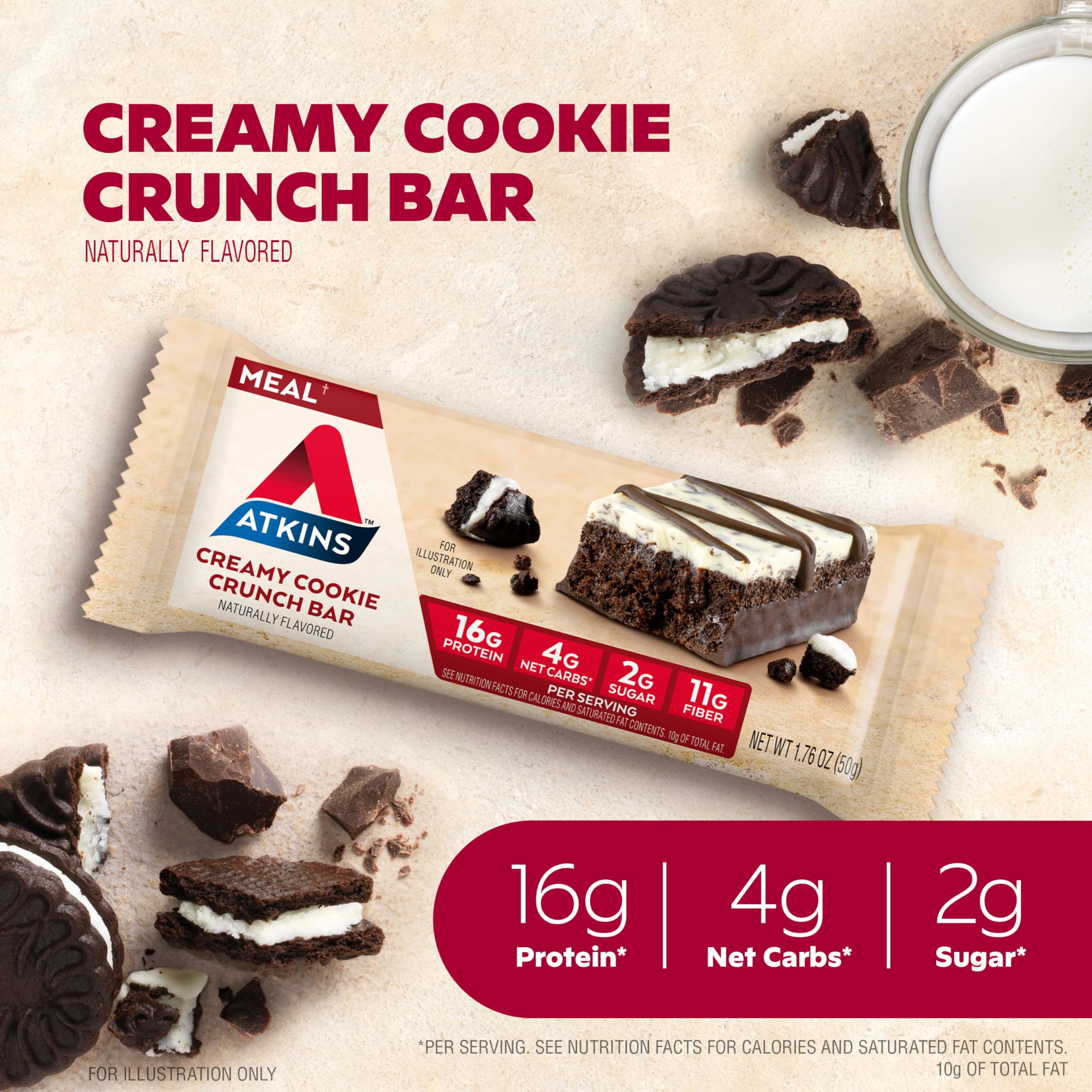 Snapklik.com : Atkins Creamy Cookie Crunch Meal Bars