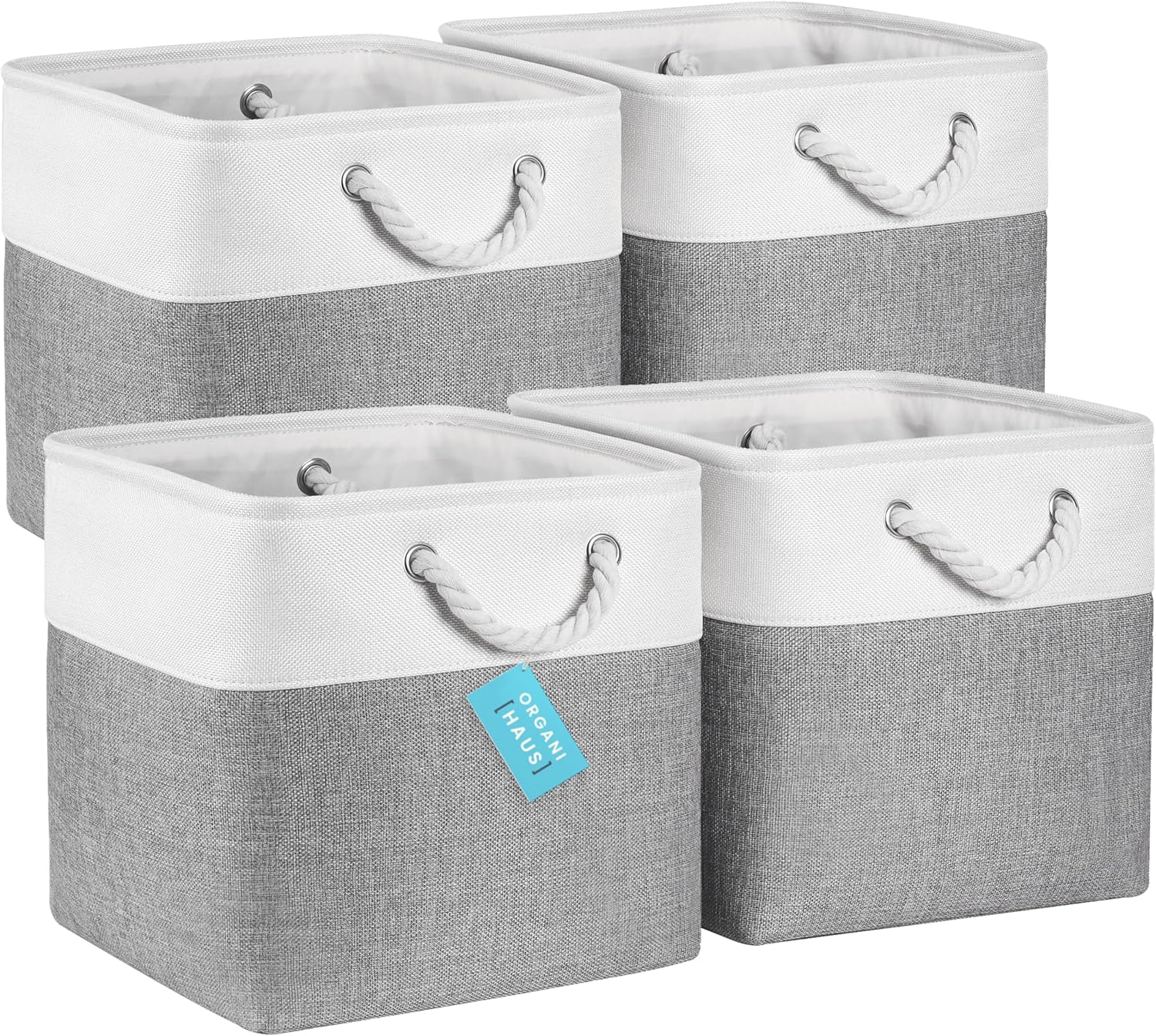 Amazon.com: OrganiHaus 12x12 Cube Storage Bins Set of 4 | Fabric Cube ...