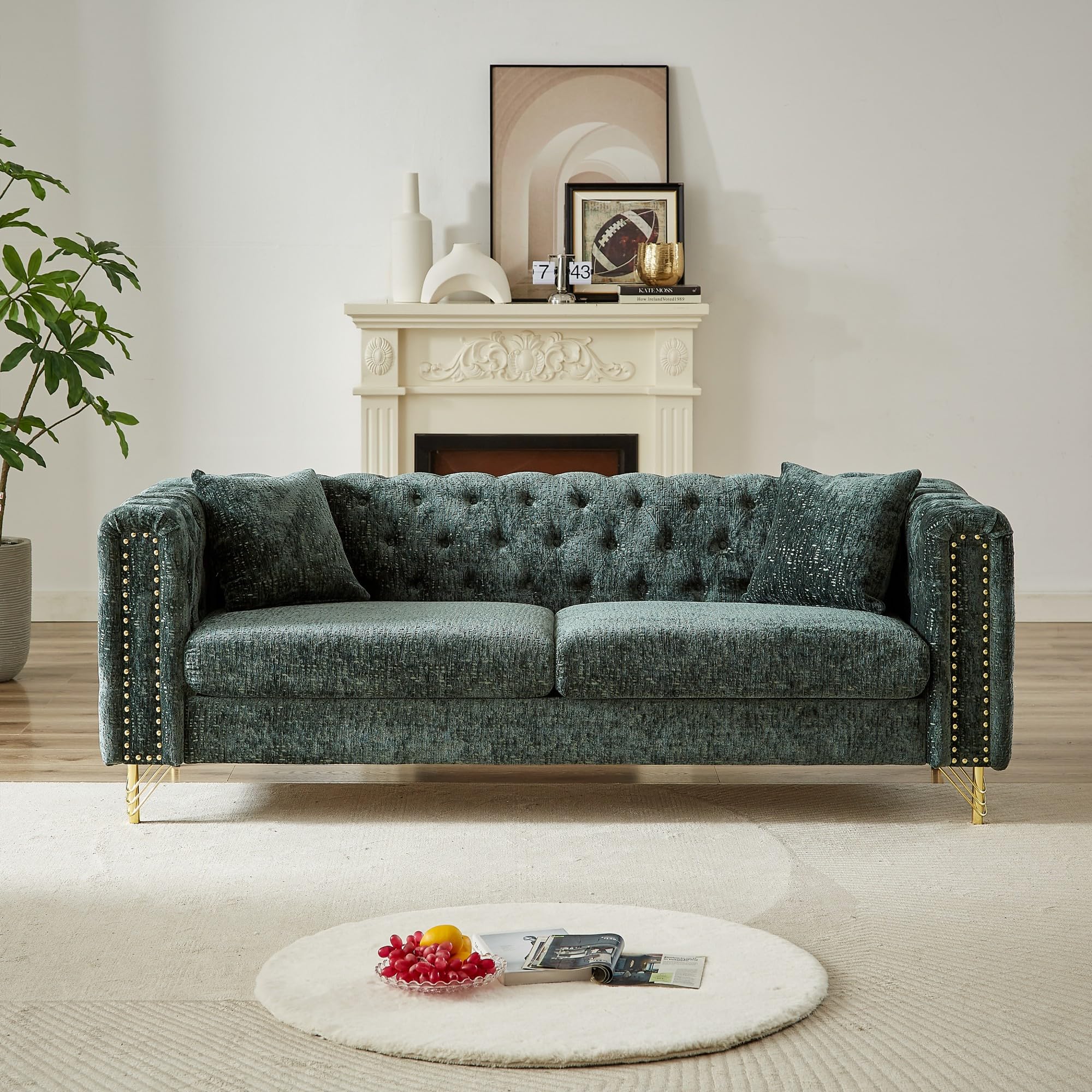 Amazon.com: Nestglow Luxury Chenille Buttons Tufted Sofa, 82 ...