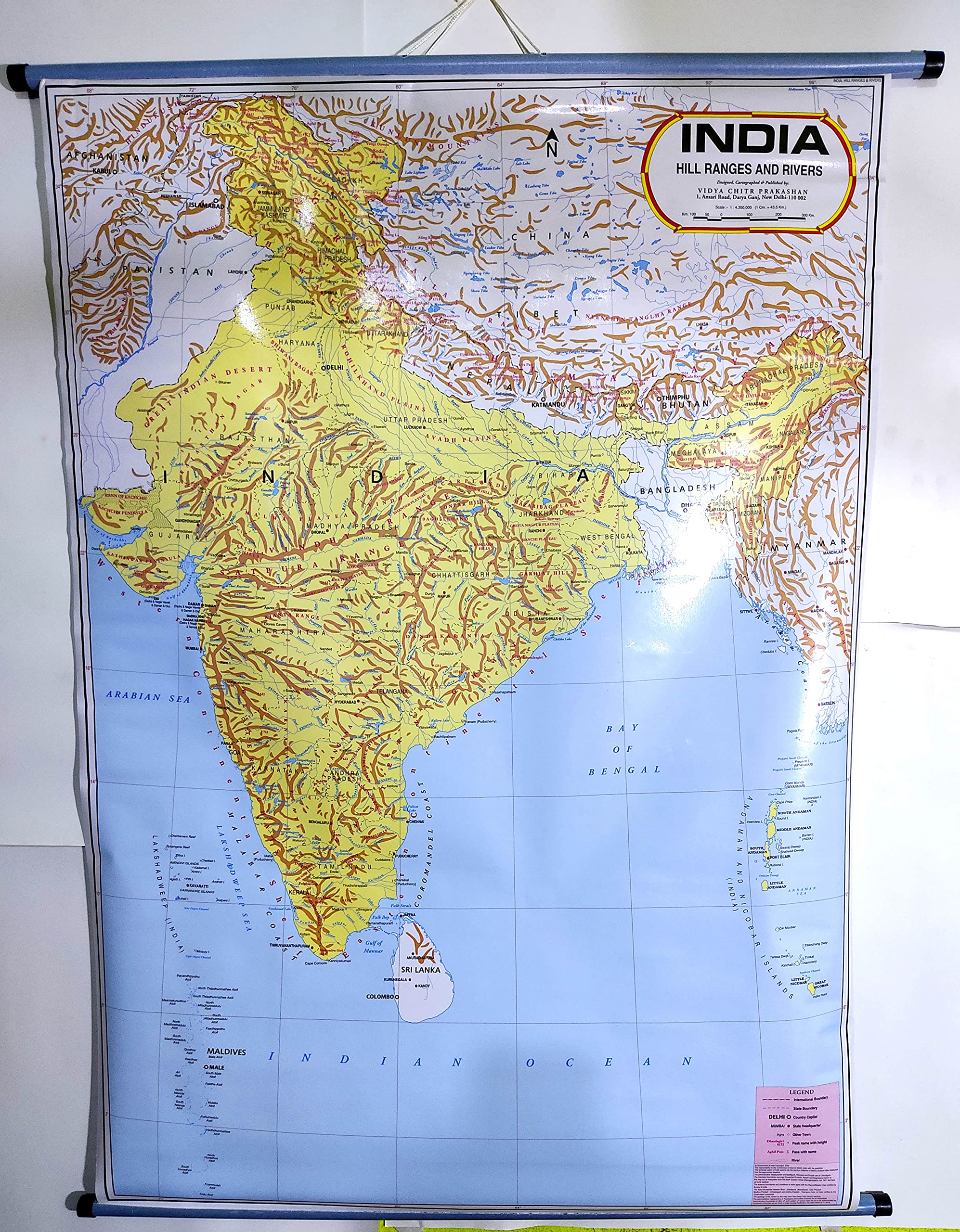 Roll Up Map Of India Hill Ranges And Rivers Wall | Desertcart South Africa