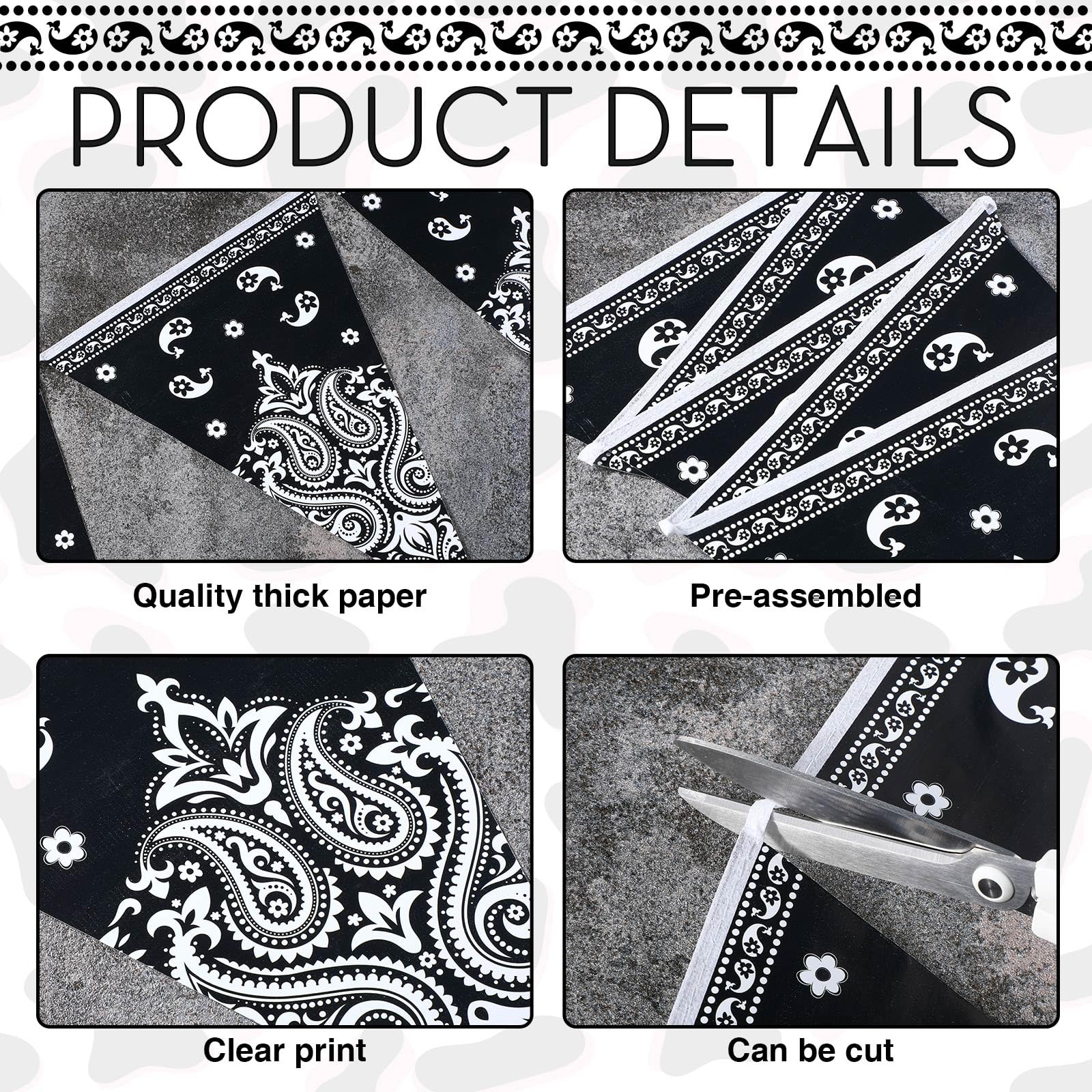 Snapklik.com : 5 Pack Western Cowboy Party Decorations Bandana Pennant ...