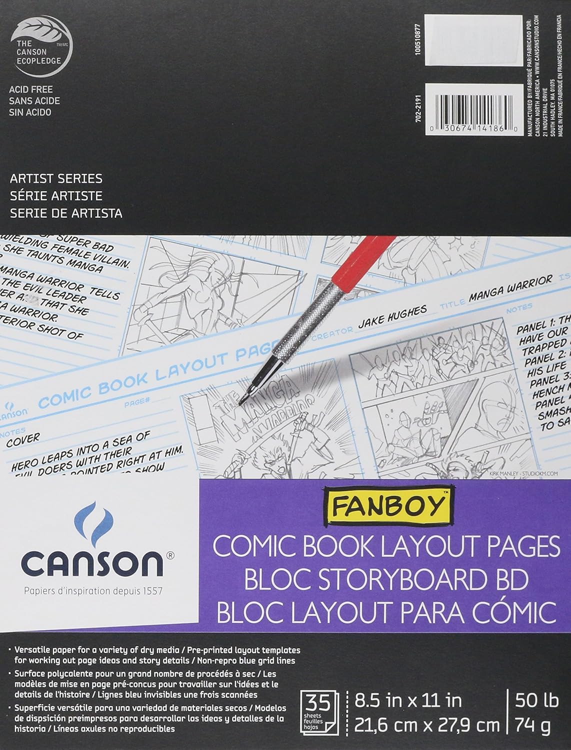 Amazon.com: Canson Fanboy Comic Book Layout Pages 8 1/2 in. x 11 in. 35 ...