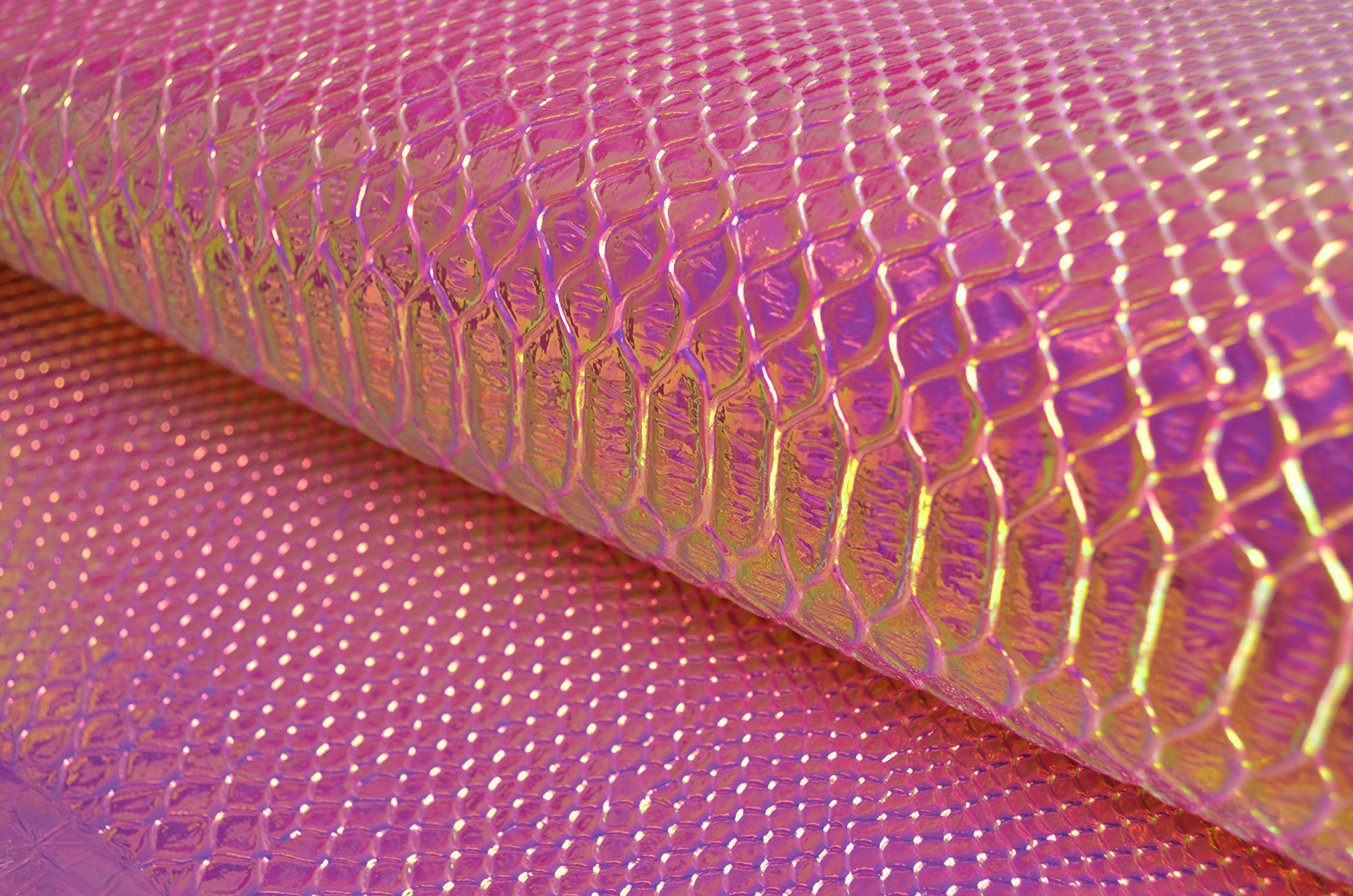Buy Wento 18” x 54”Fuschia Snake Skin Holographic Faux Leather Fabric ...