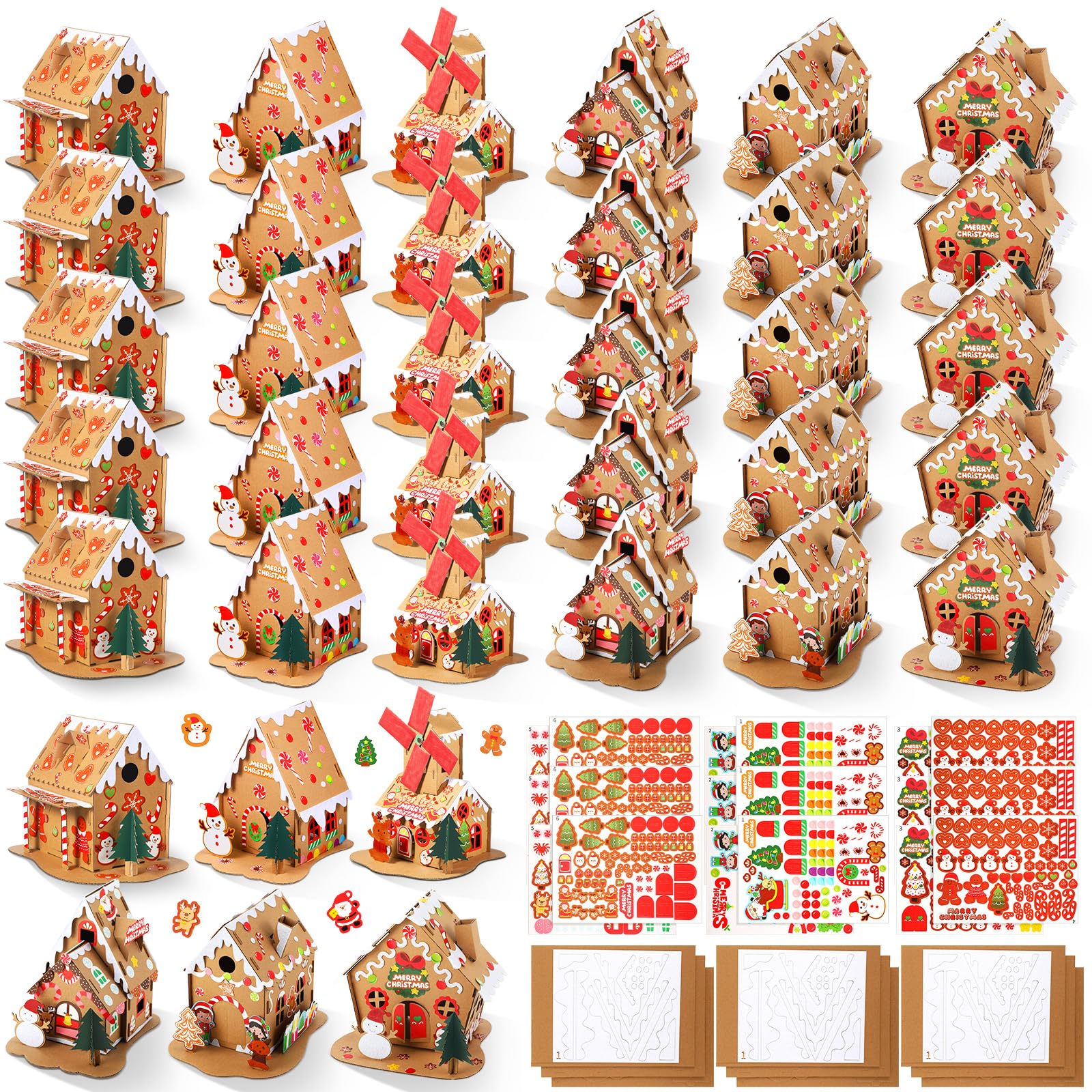 Libima 36 Packs Christmas Gingerbread House Kit Gingerbread House Craft ...