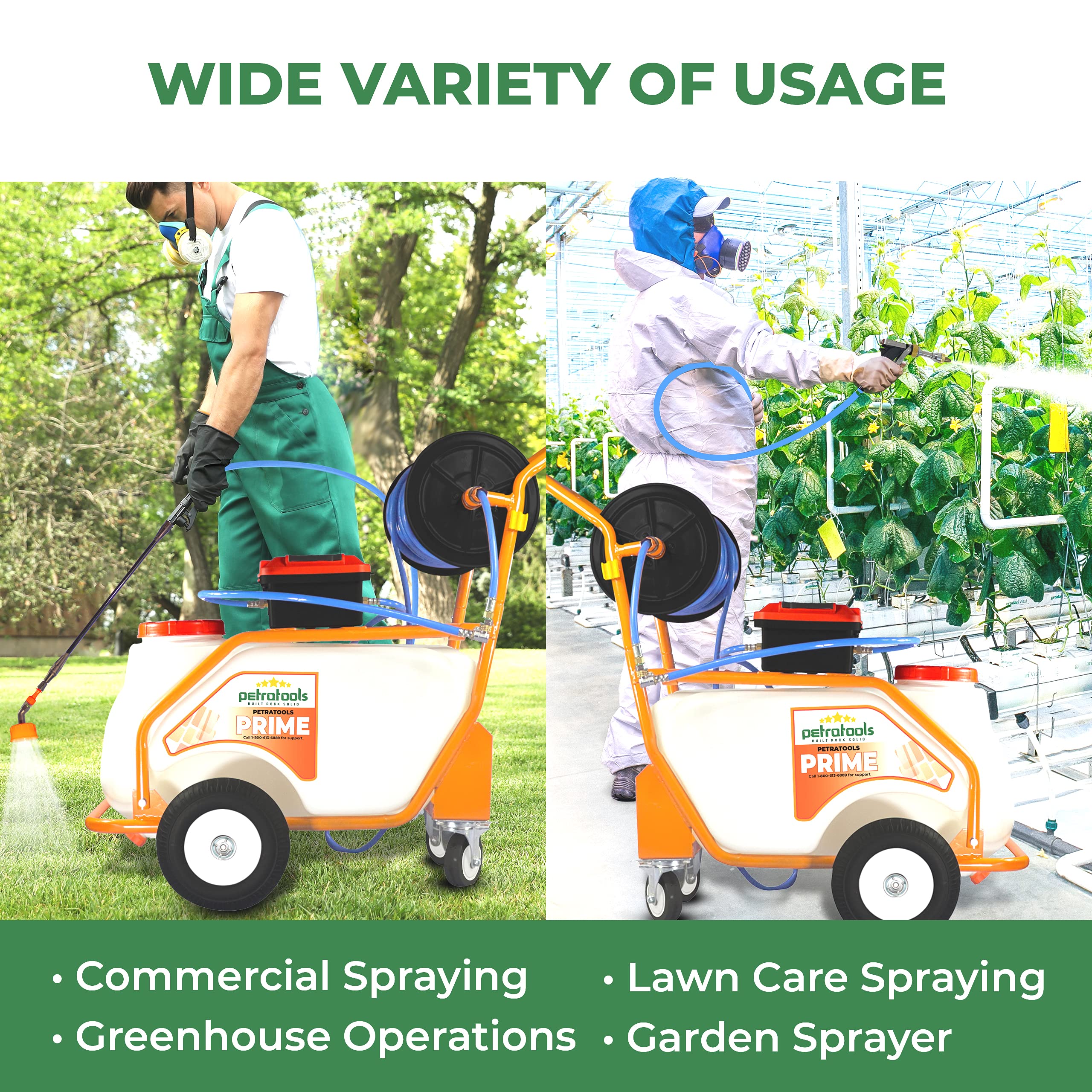 PetraTools Battery Powered 13 Gallon Pushcart Sprayer (Prime), Heavy ...