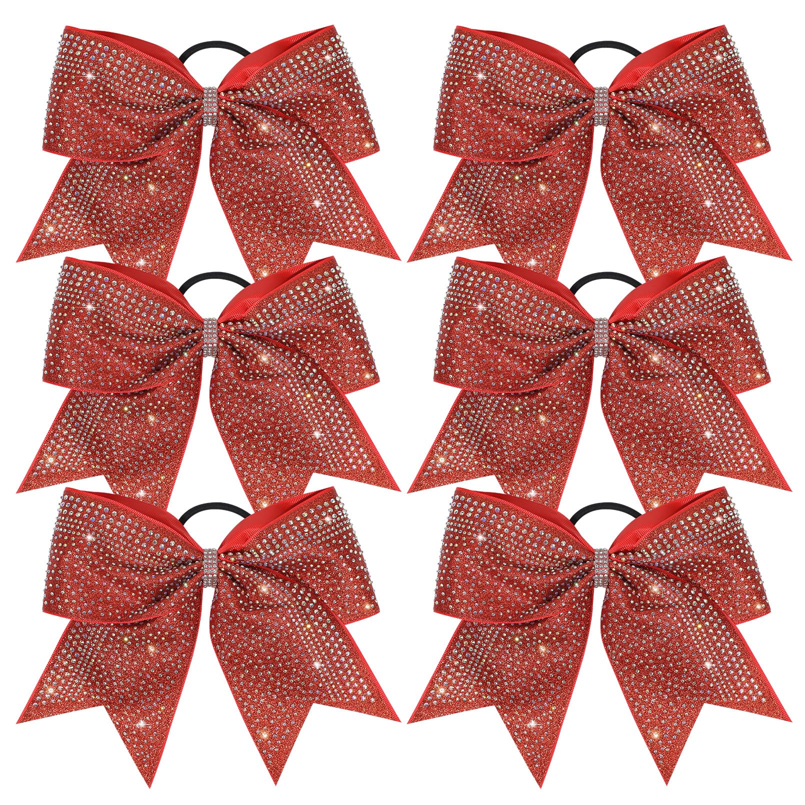 Amazon.com : DEEKA 6PCS 8" Large Glitter Cheer Bows with Full ...