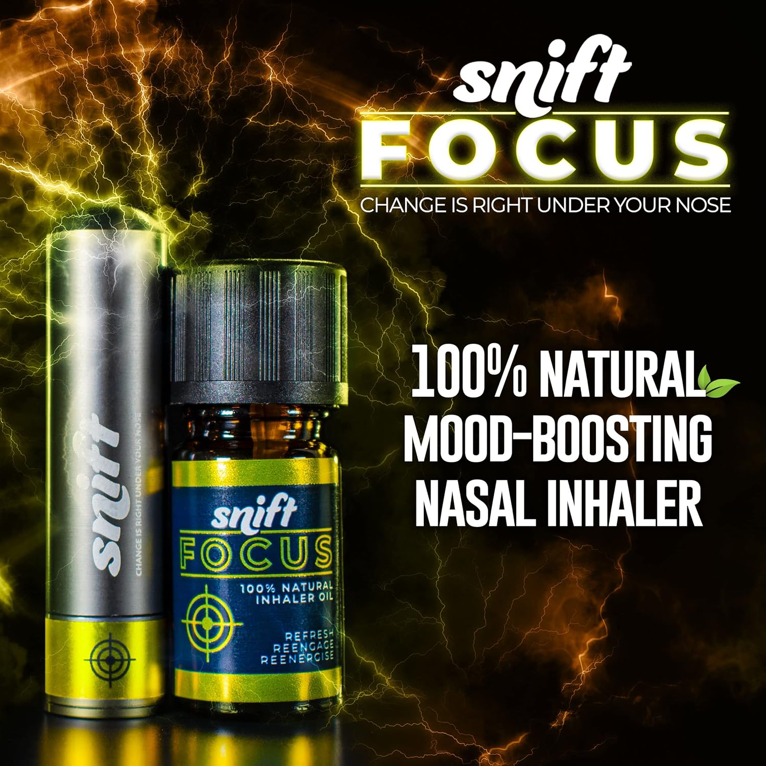 Snift Focus Nasal Inhaler | Aluminium, Refillable | Lasts 1 Year+, Pure ...
