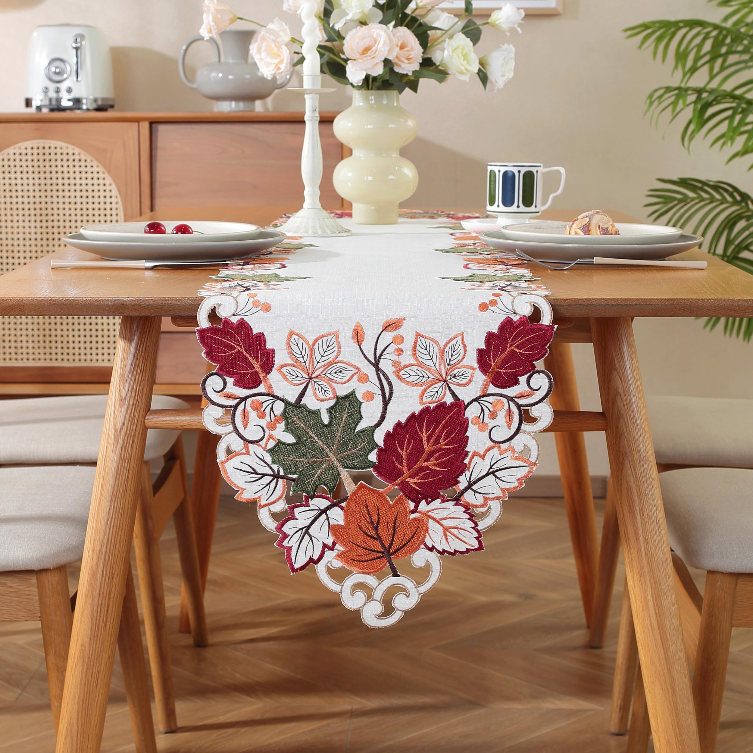 Amazon.com: Tseidigs Fall Table Runner 70 Inches Long Embroidered Maple ...
